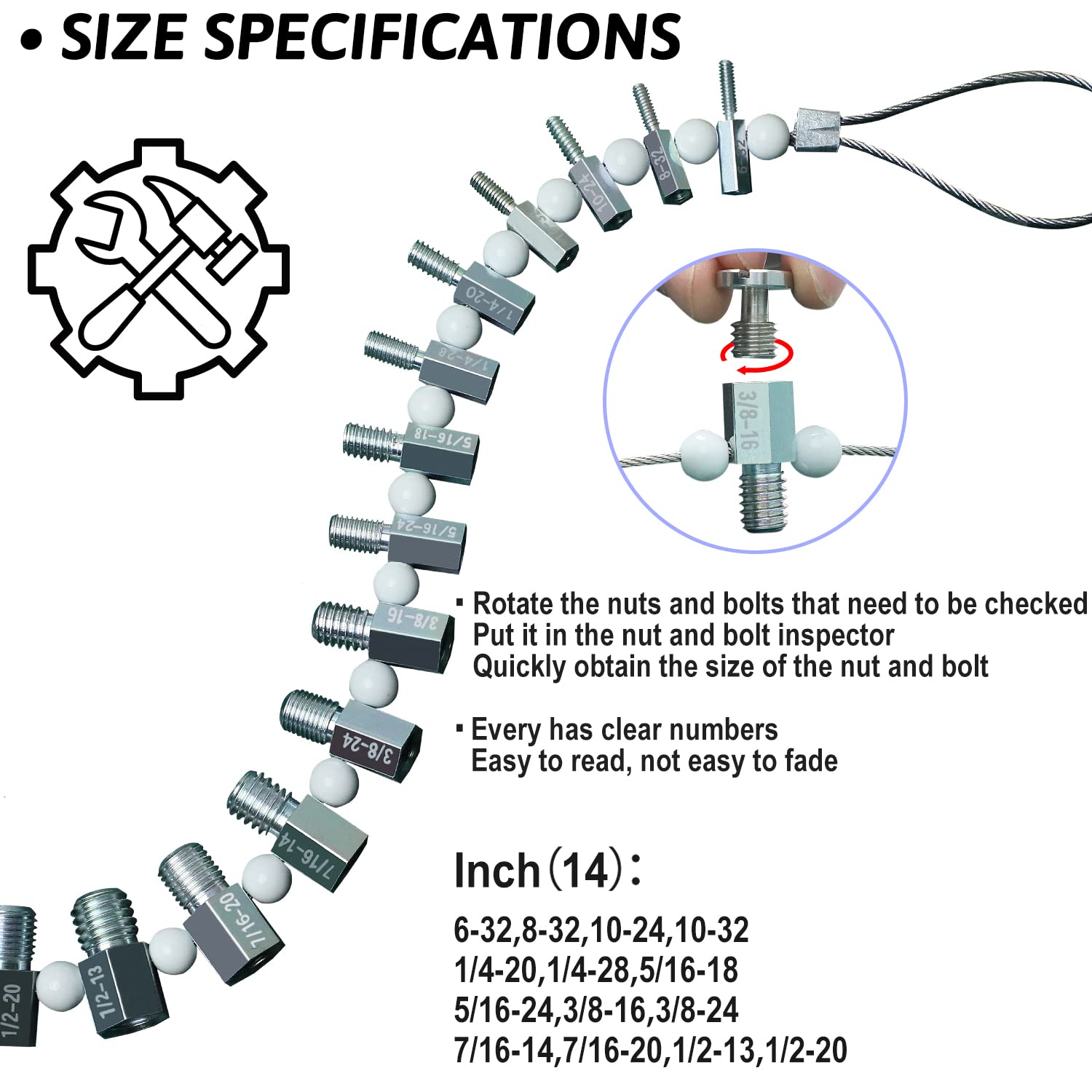 Nut Bolt Thread Checker Complete SAE Inch And Metric Set 26 Male