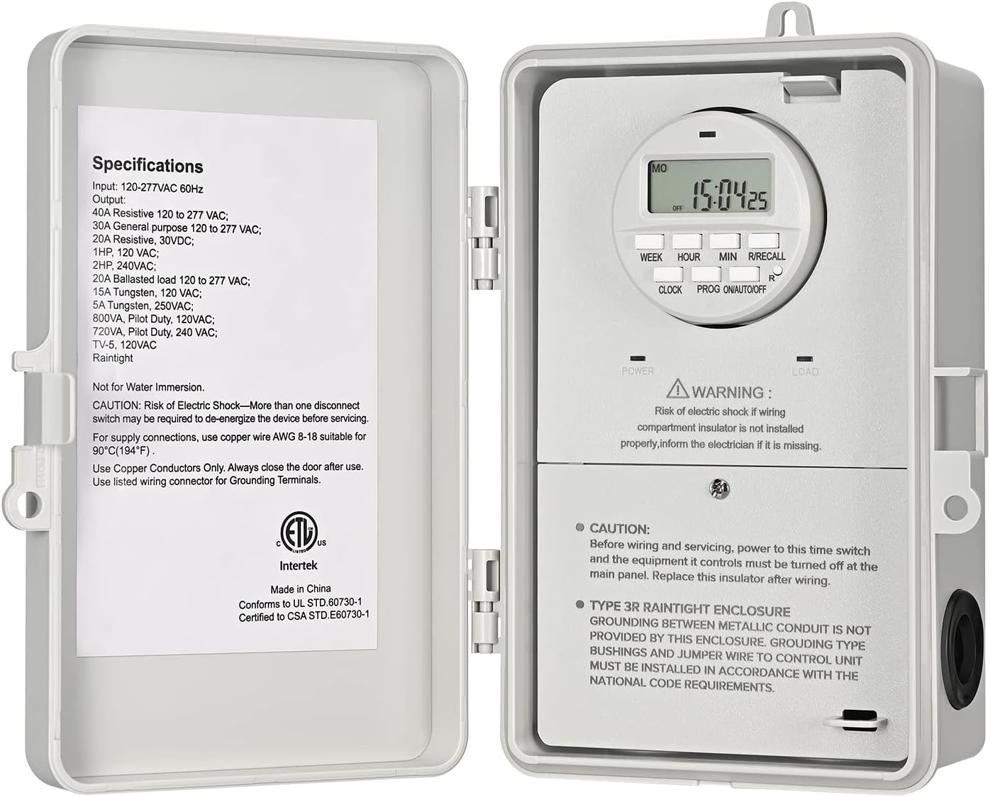 GE Heavy-Duty Mechanical Box Timer Switch, Metal, Tamper Resistant ...