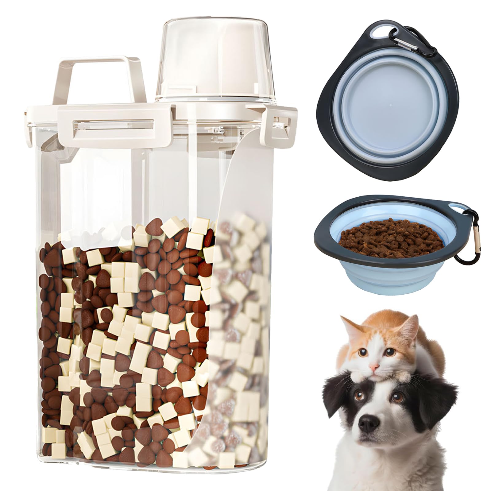 Amazon.com: Qulable 3.5b/4L Dog Food Storage Container, Travel Pet Food ...