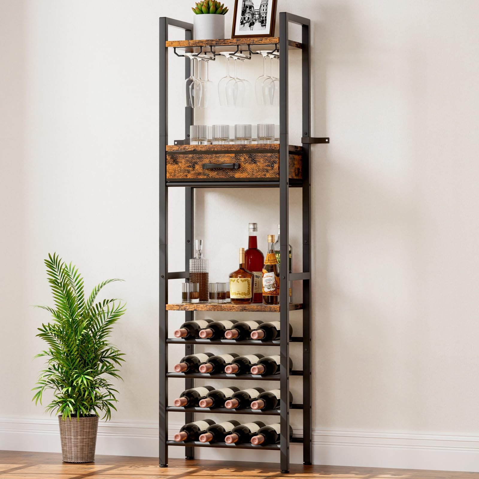 Amazon.com: Emorefun Tall Wine Rack Freestanding Floor, 5-Tier Wine ...