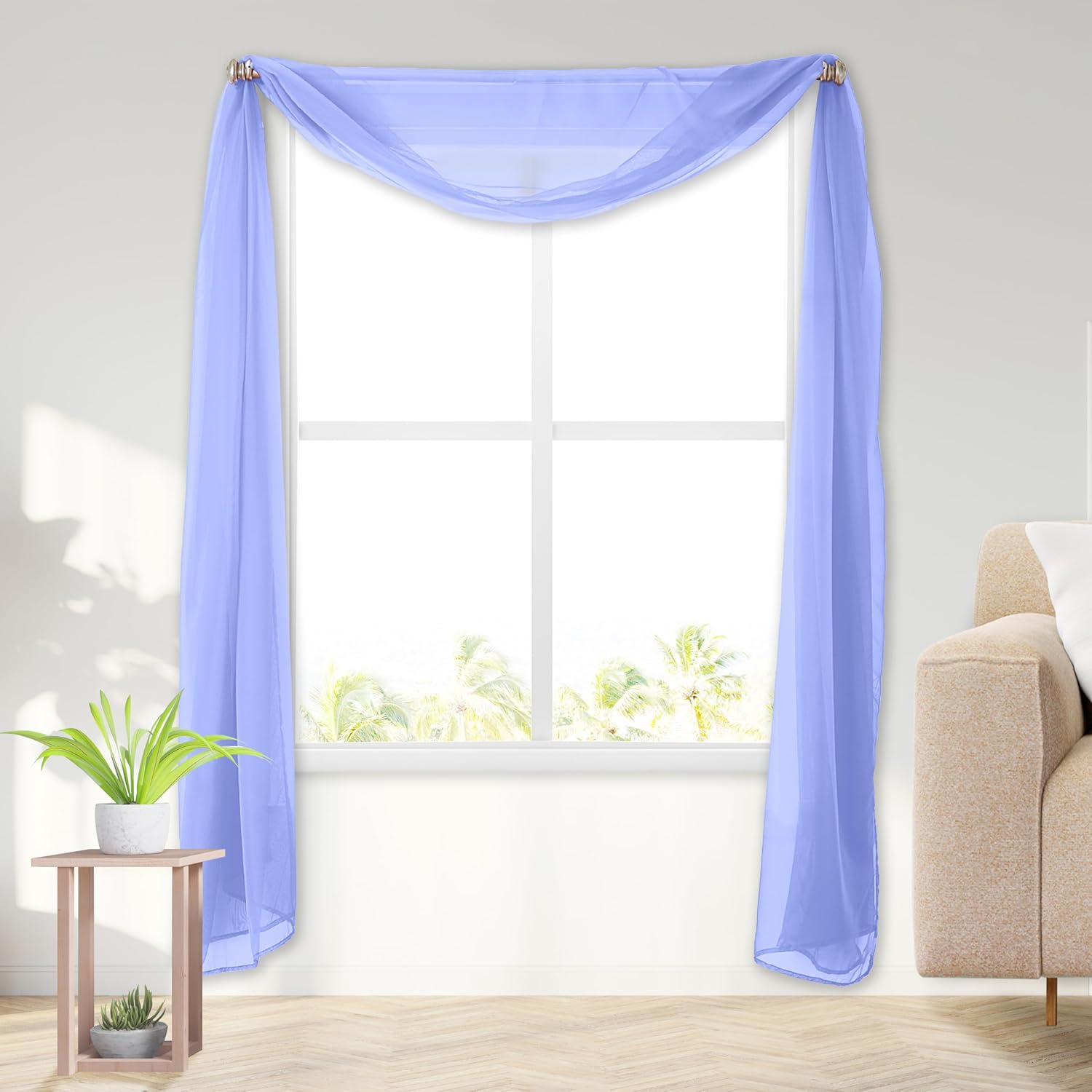 Amazon.com: Elegant Comfort Lightweight Sheer Voile Window Scarf ...