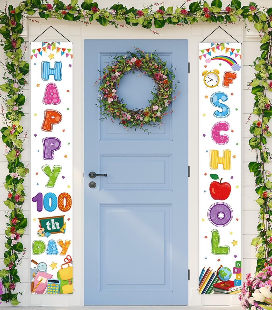 Amazon.com: 100th Day of School Decorations-Happy 100 Days Porch Sign ...