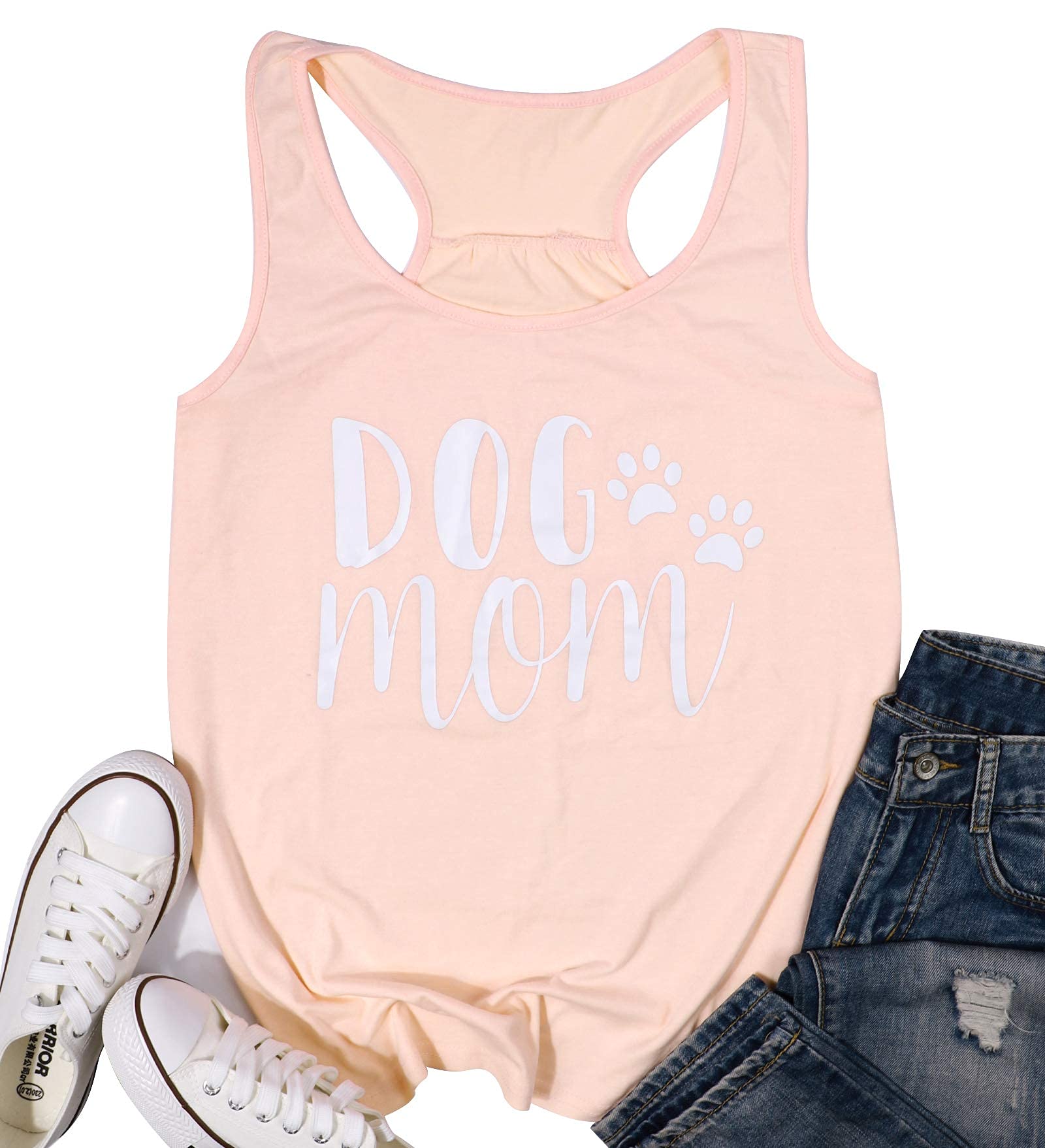 MOUSYA Women Dog Mom Tank Top Dog Lover Tanks Cute Dog Paw Print Shirt ...