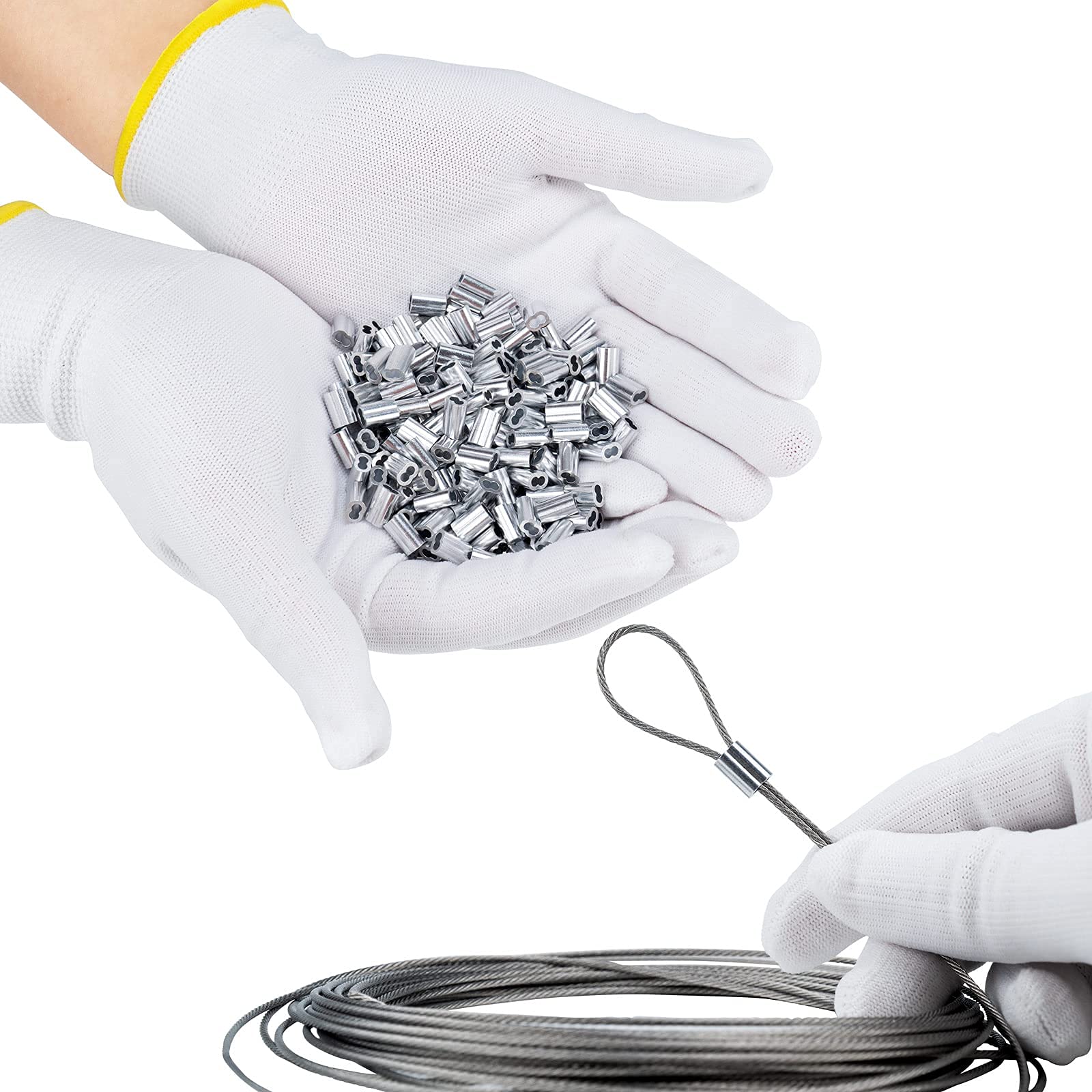 Snapklik.com : 200PCs Wire Rope Sleeves, 1/16 Cable Ferrules Double ...