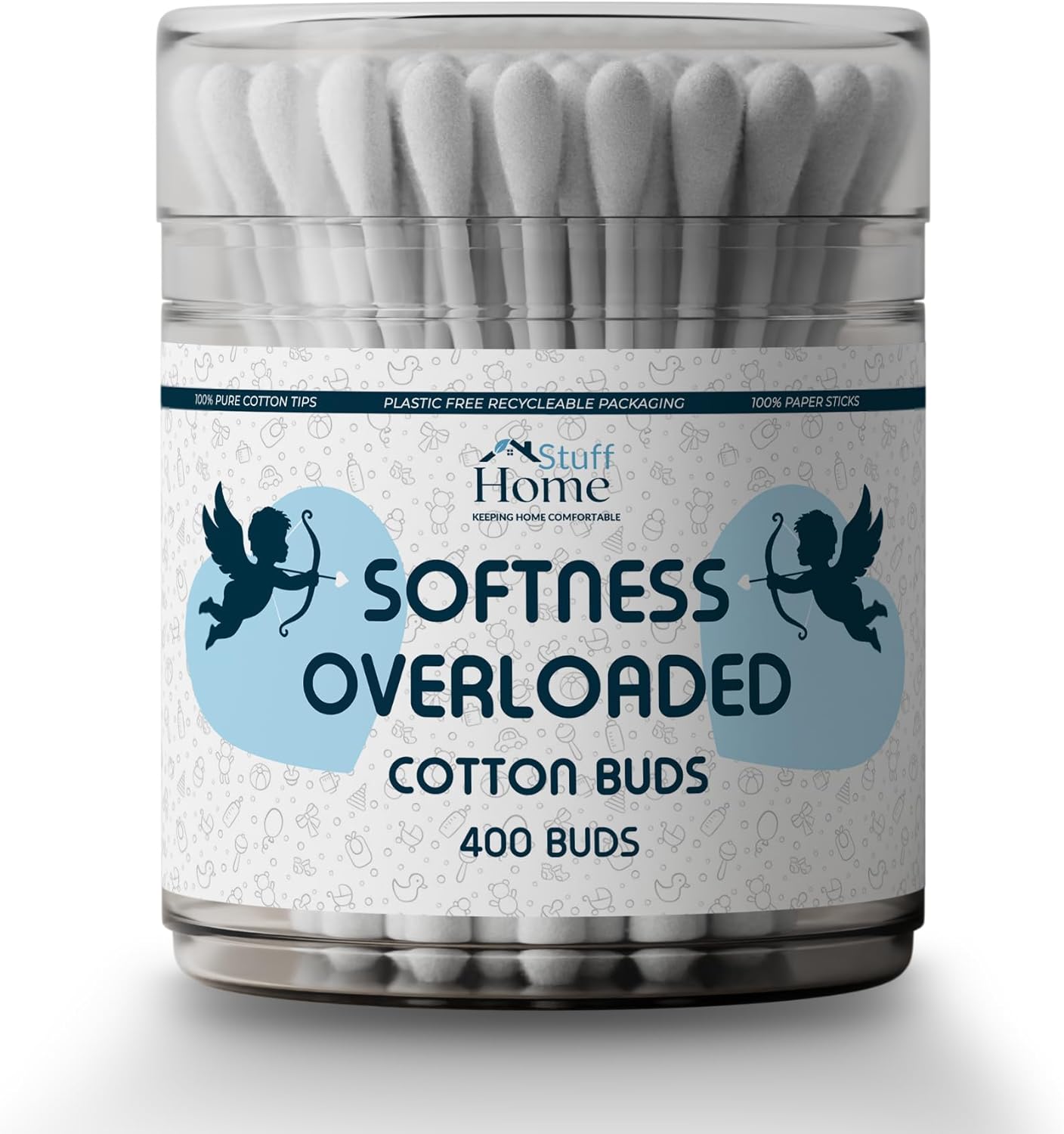 Premium Refill Cotton Buds, 800 Pieces (2 Packs x 400), Resealable Bags ...