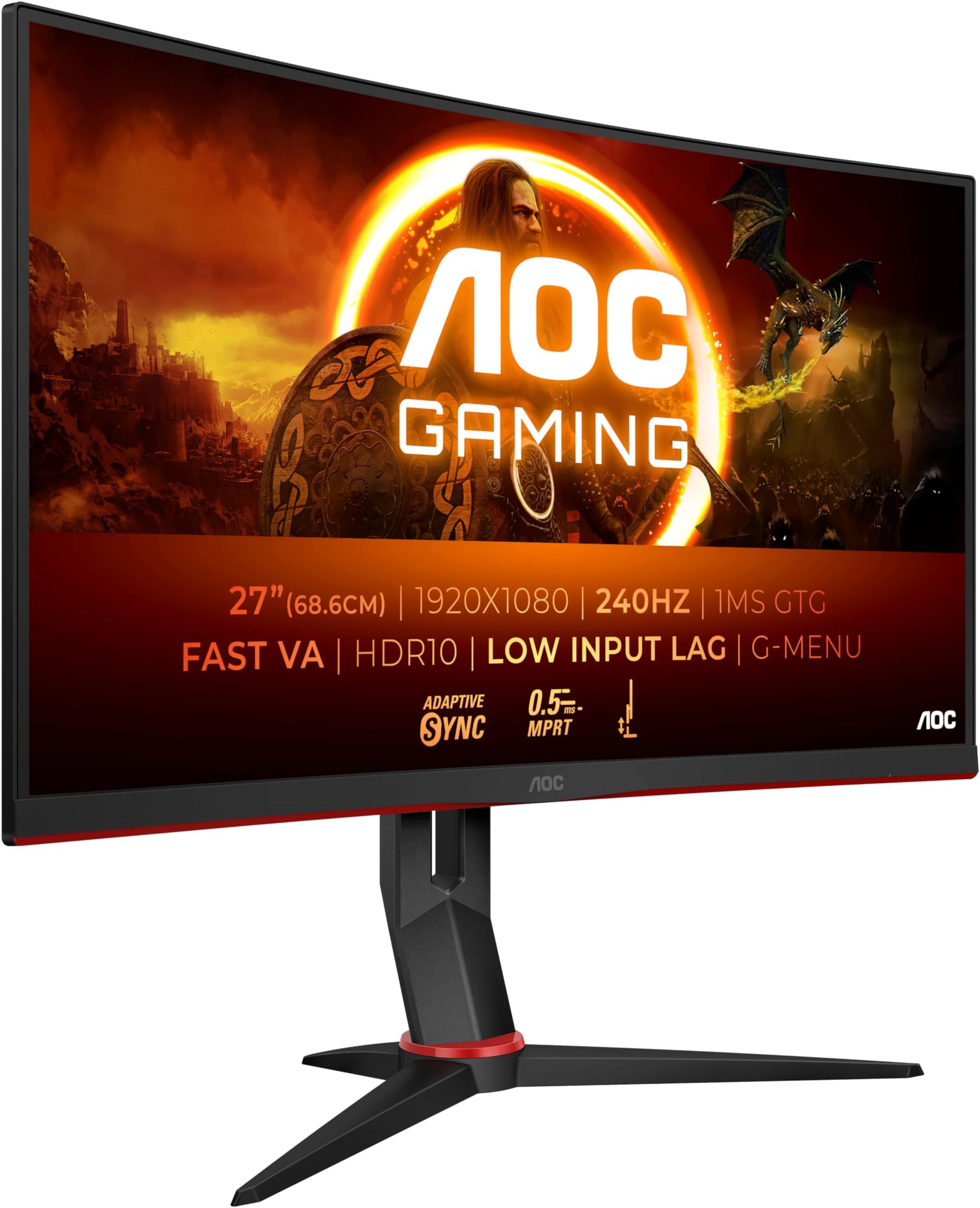 AOC Gaming C27G2Z3-27 Zoll Curved FHD Monitor, 240Hz, 1ms, Freesync ...