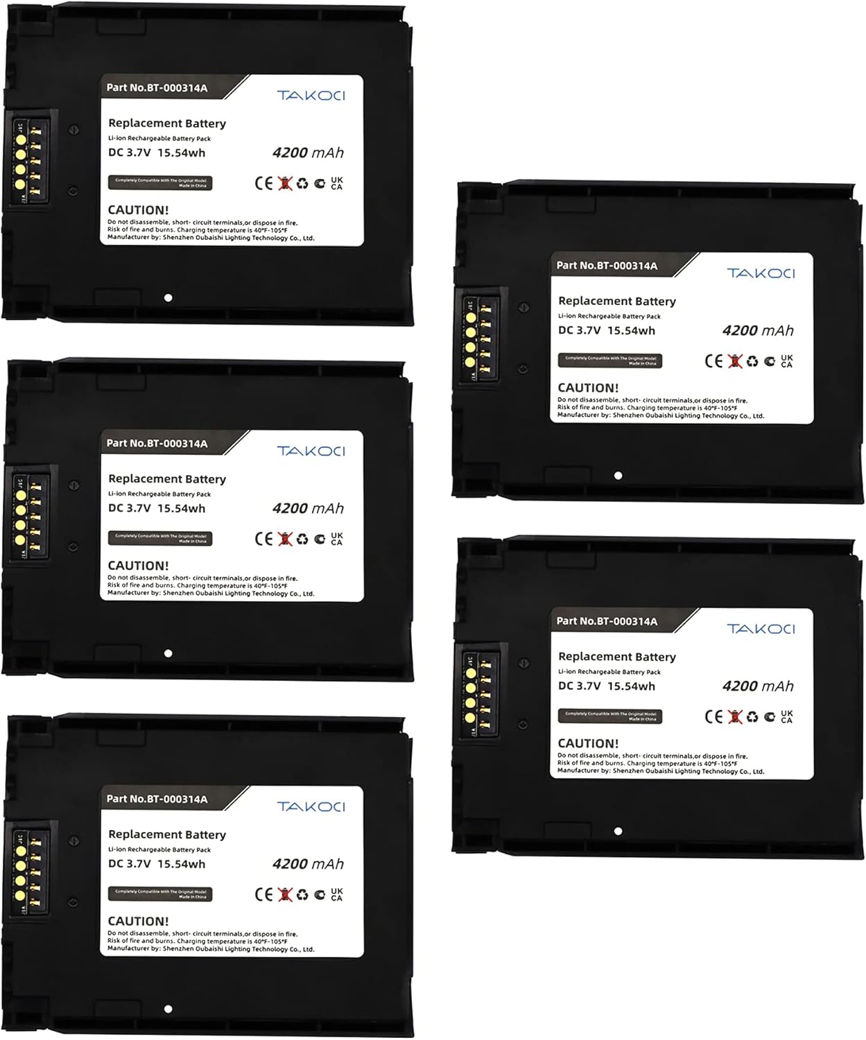 Gikysuiz 5 Pack Replacement Battery for Zebra BTRY-TC51-44MA1-01 ...