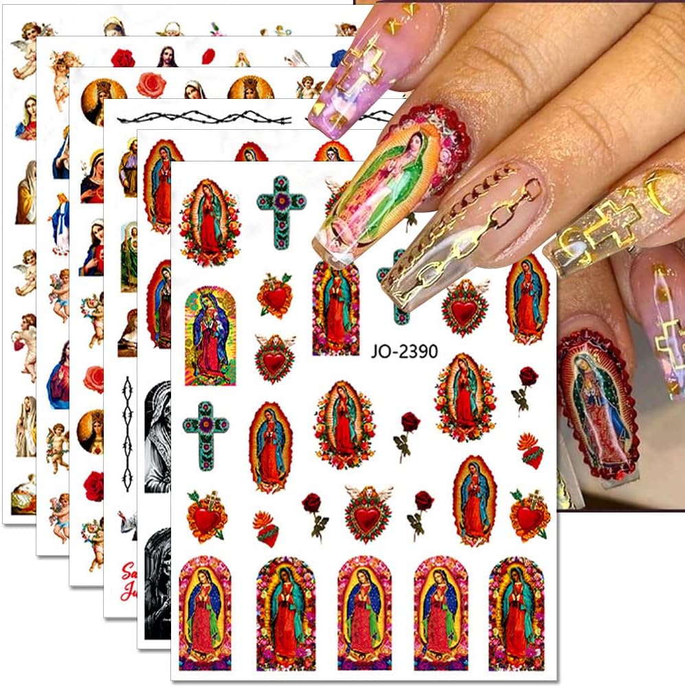 Amazon.com: Rosary Mary Religious God Jesus Priest Nail Art Decals ...