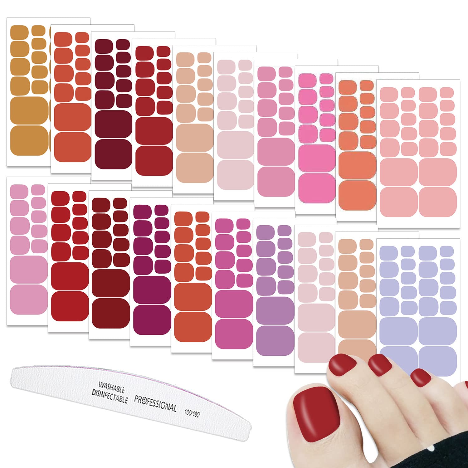Amazon.com: Wokoto 20 Sheet Red, Pink, Purple Toe Nail Polish Strips ...