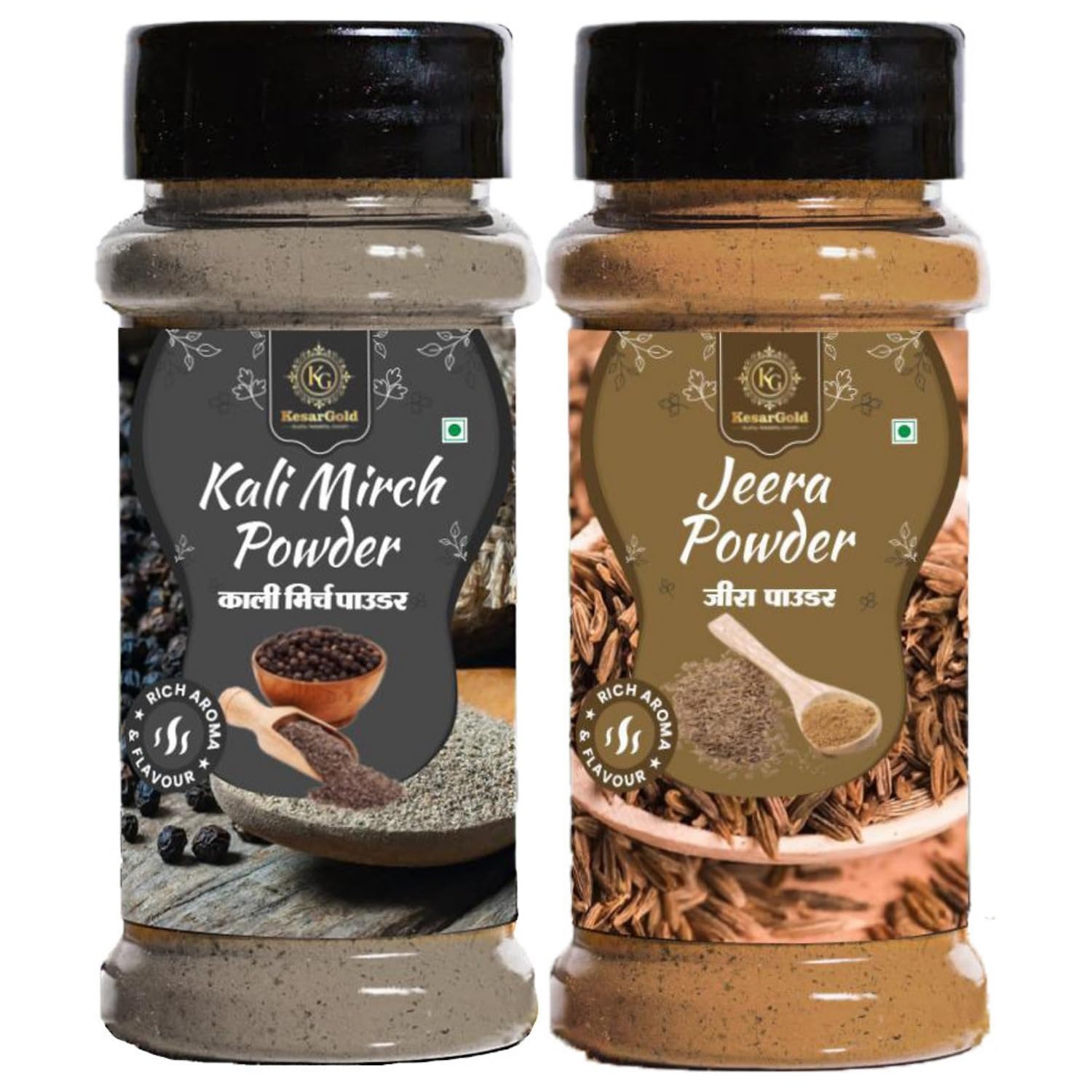 KESAR GOLD Rich Aroma Flavour Kali Mirch Powder and Jeera Powder | 100 ...