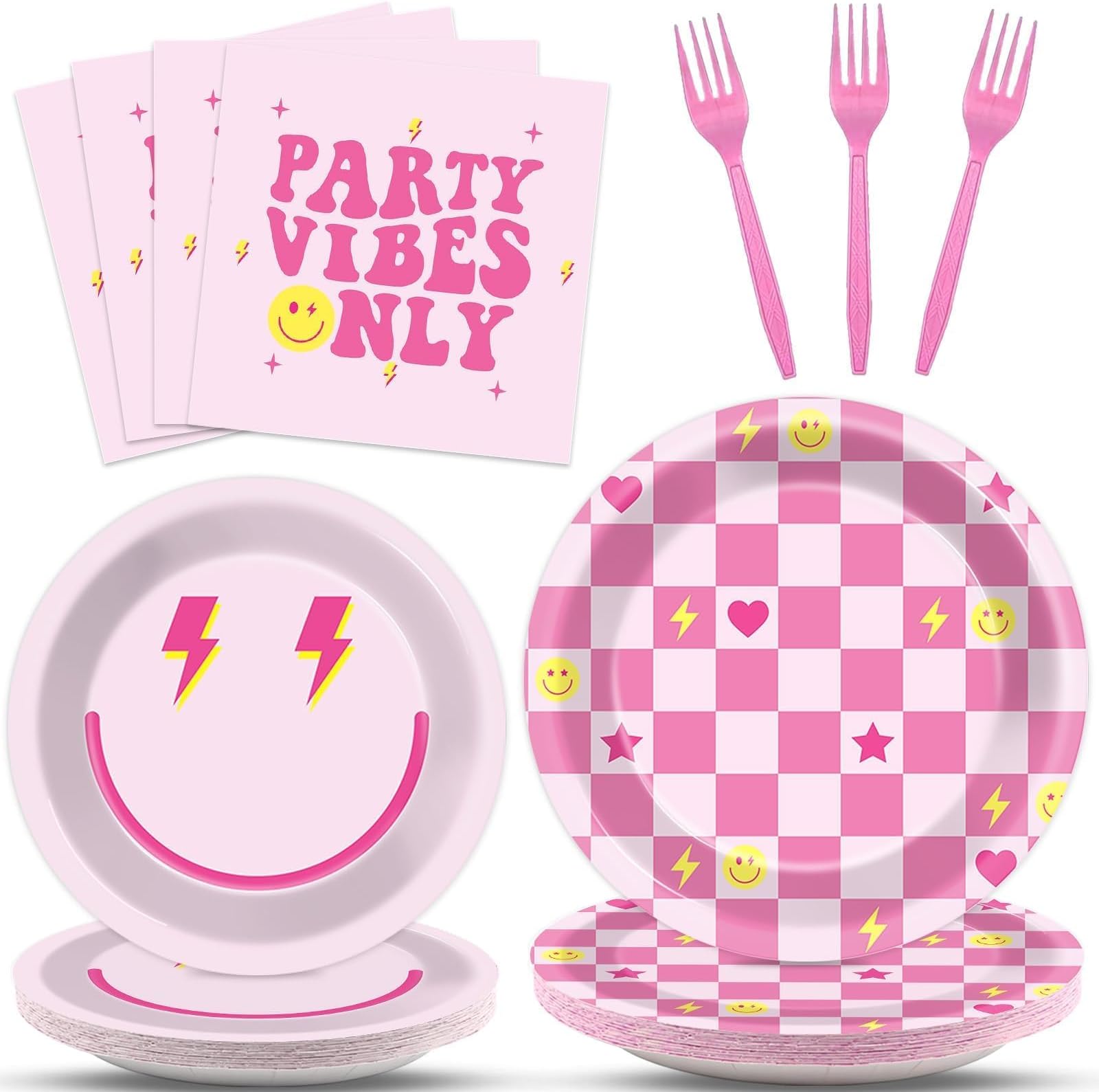 Amazon.com: Hoolerry 225 Pcs Preppy Party Tableware Set Preppy Birthday ...