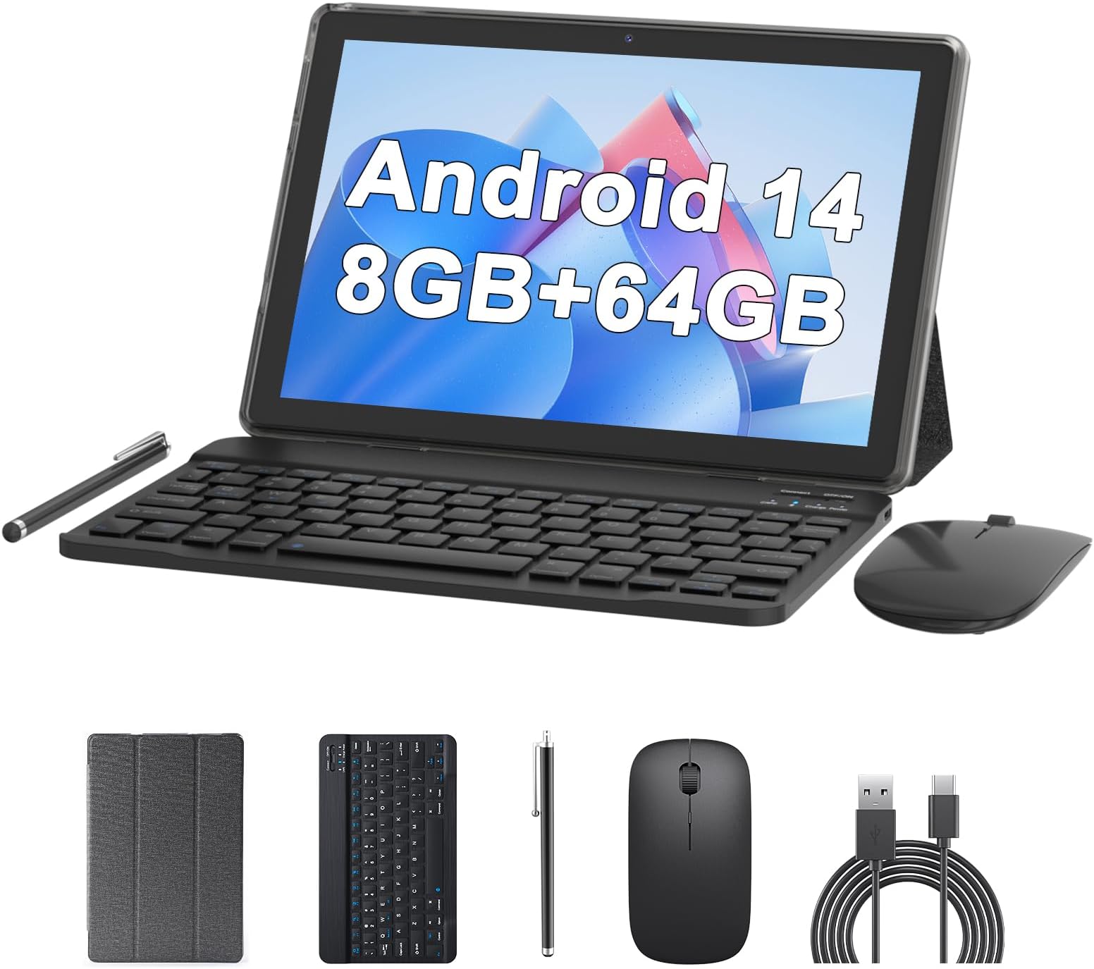 Amazon.com : 10 inch Tablet Android 14 Tablets 2 in 1 With Keyboard ...