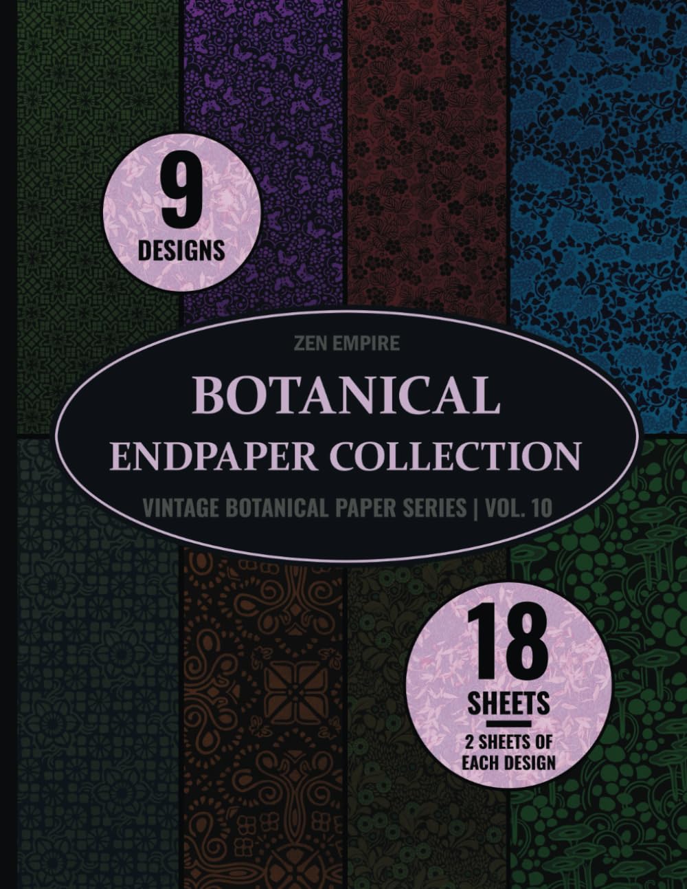 Botanical Endpaper Collection: Vintage Floral Dark Patterns Paper for ...