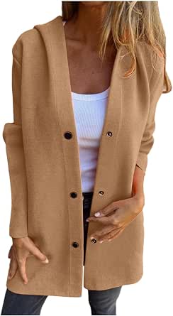 Amazon.com: JiXiang Lightweight Jacket Women Single Breasted Hooded ...