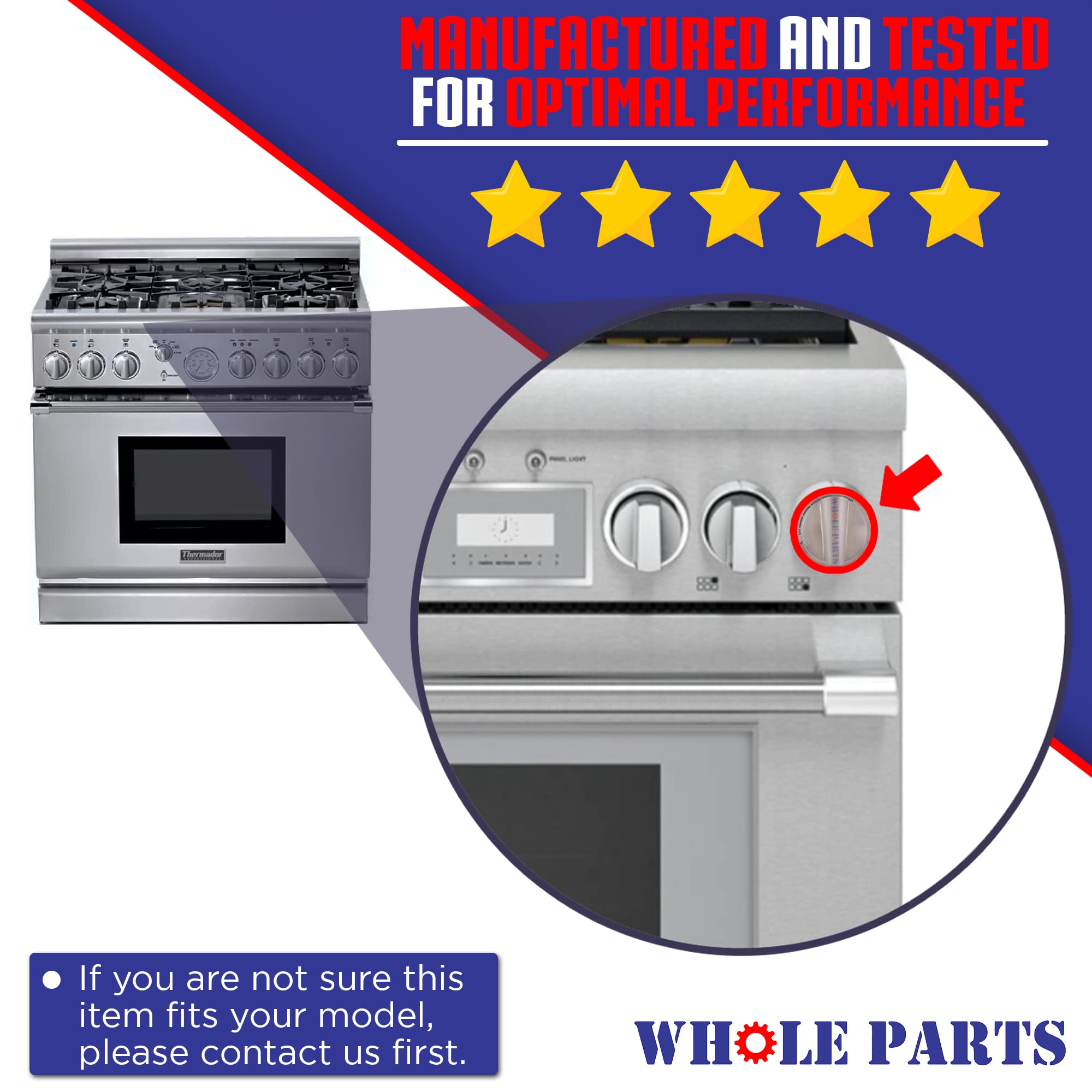 019436 BLUE SEAL 6BR GAS VALVE CONTROL KNOB FOR REAR BURNER OVEN RANGE ...