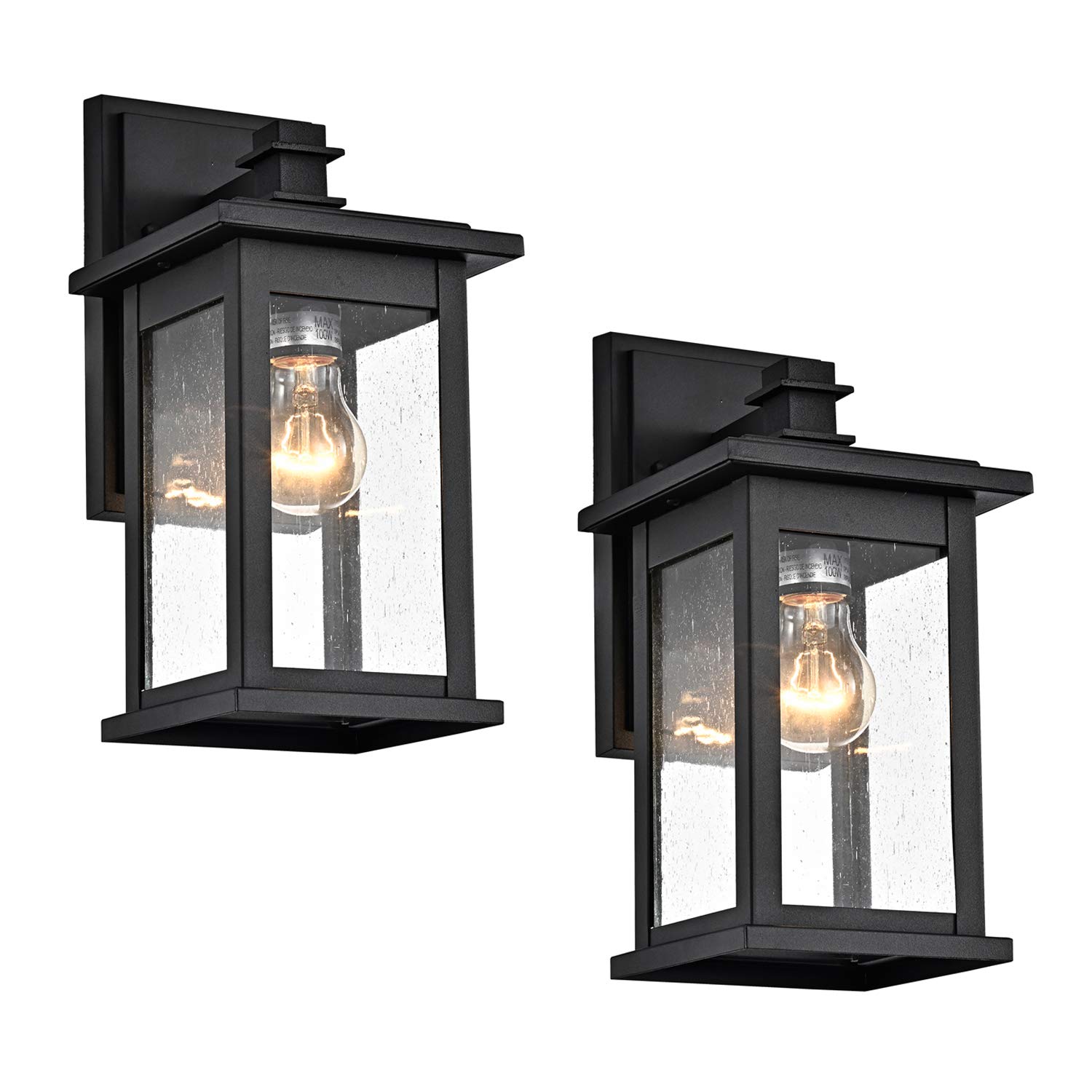 MICSIU 2 Pack Outdoor Wall Sconce, 12 Inch Black Exterior Light ...