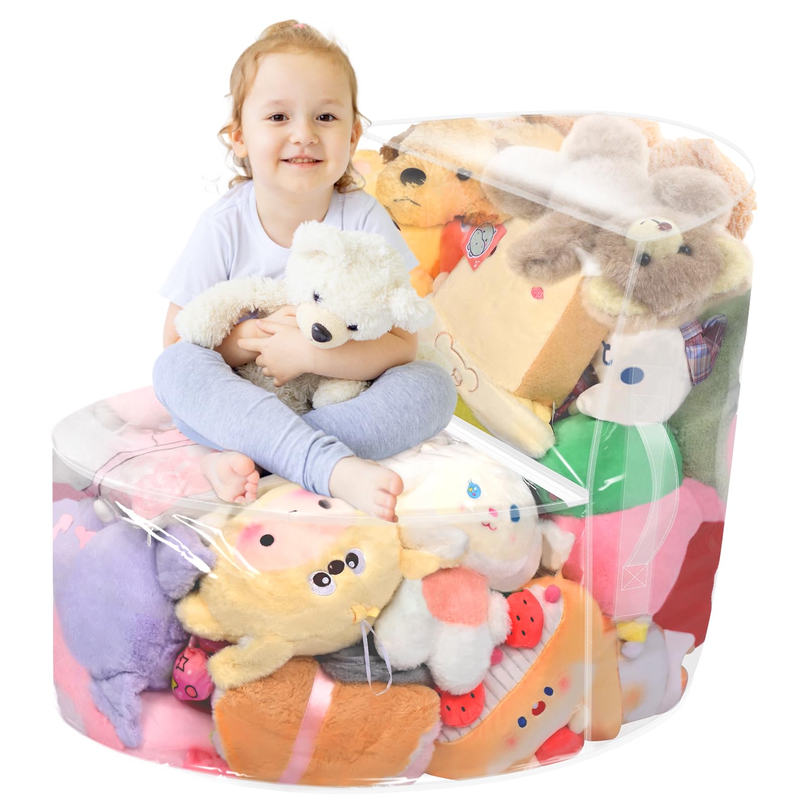 Amazon.com: Hiitytin Clear Bean Bag Chair Stuffed Animal Storage Chair ...