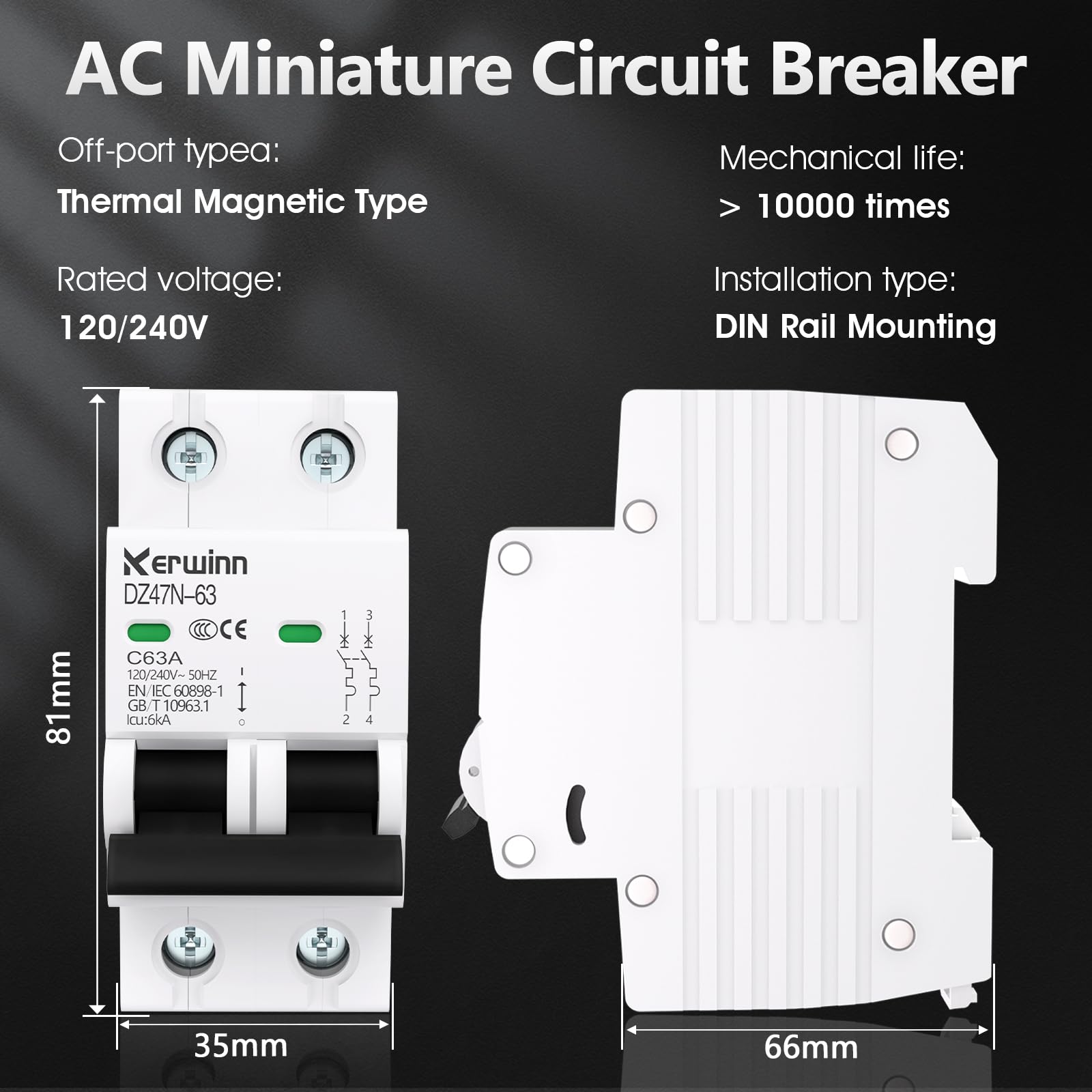 Snapklik.com : KERWINN Miniature Circuit Breaker 120V/240V Ac Circuit ...
