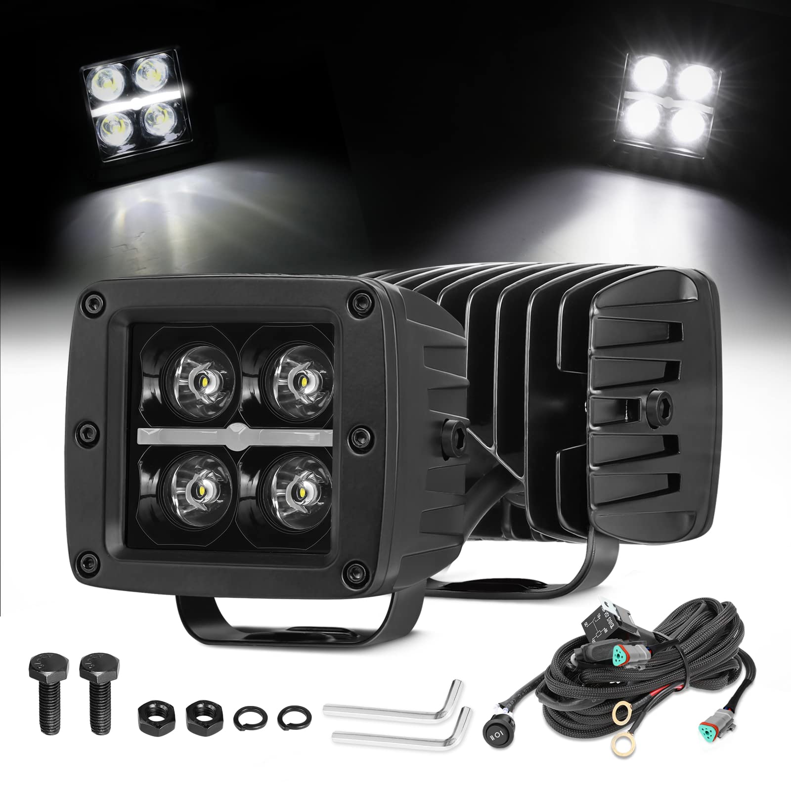 Buy LED Cubes with DRL, SWATOW INDUSTRIES 2PCS 3 Inch LED Pod Lights ...