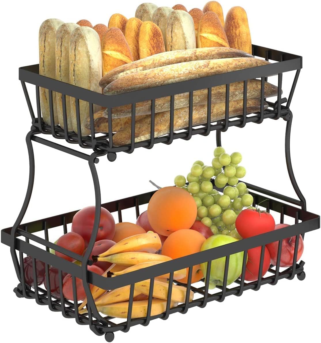 GEMMAHW 2 Tier Fruit and Vegetable Storage Rack for Kitchen, Large ...