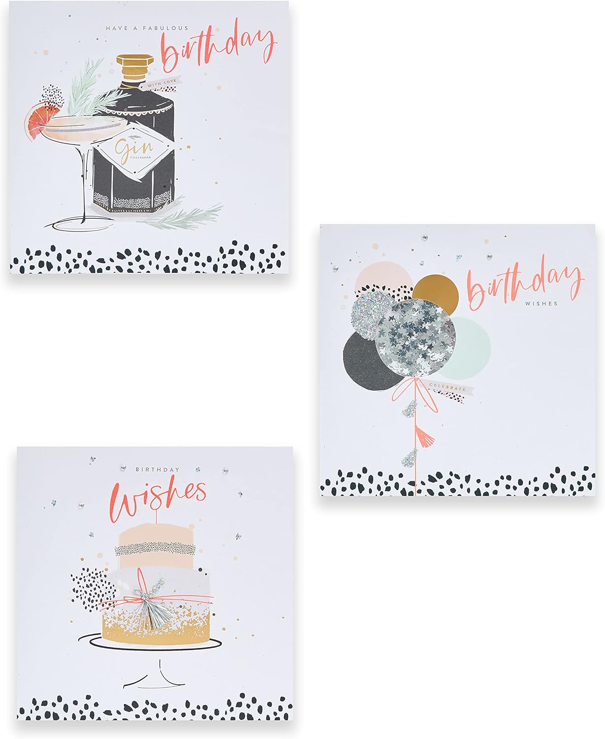 UK Greetings Multipack of 3 Birthday Cards for Her/Friend - Sparkling ...