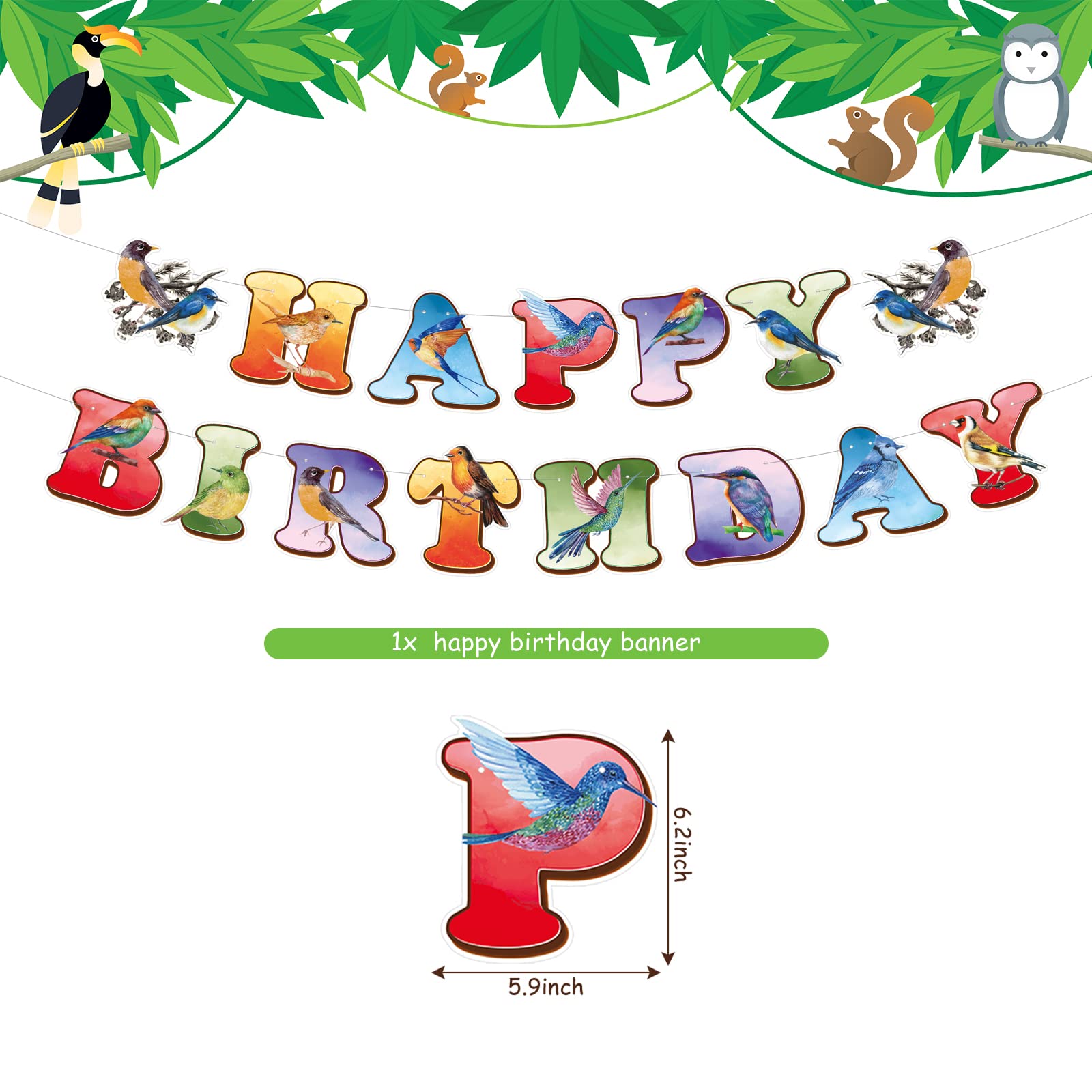 Colorful Bird Theme Birthday Banner Cutouts Hummingbird Birthday Banner ...