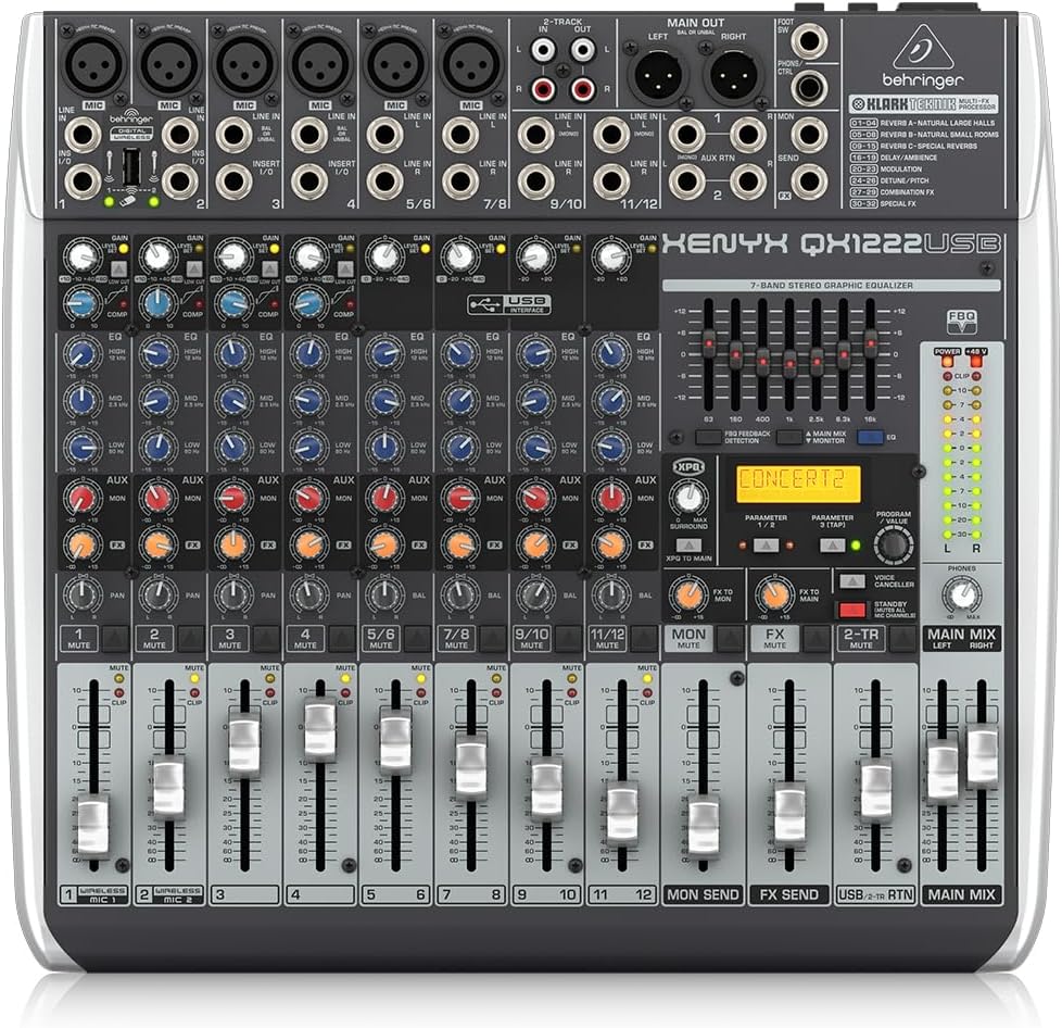 Amazon.com: Behringer Xenyx QX1222USB Premium 16-Input 2/2-Bus Mixer ...
