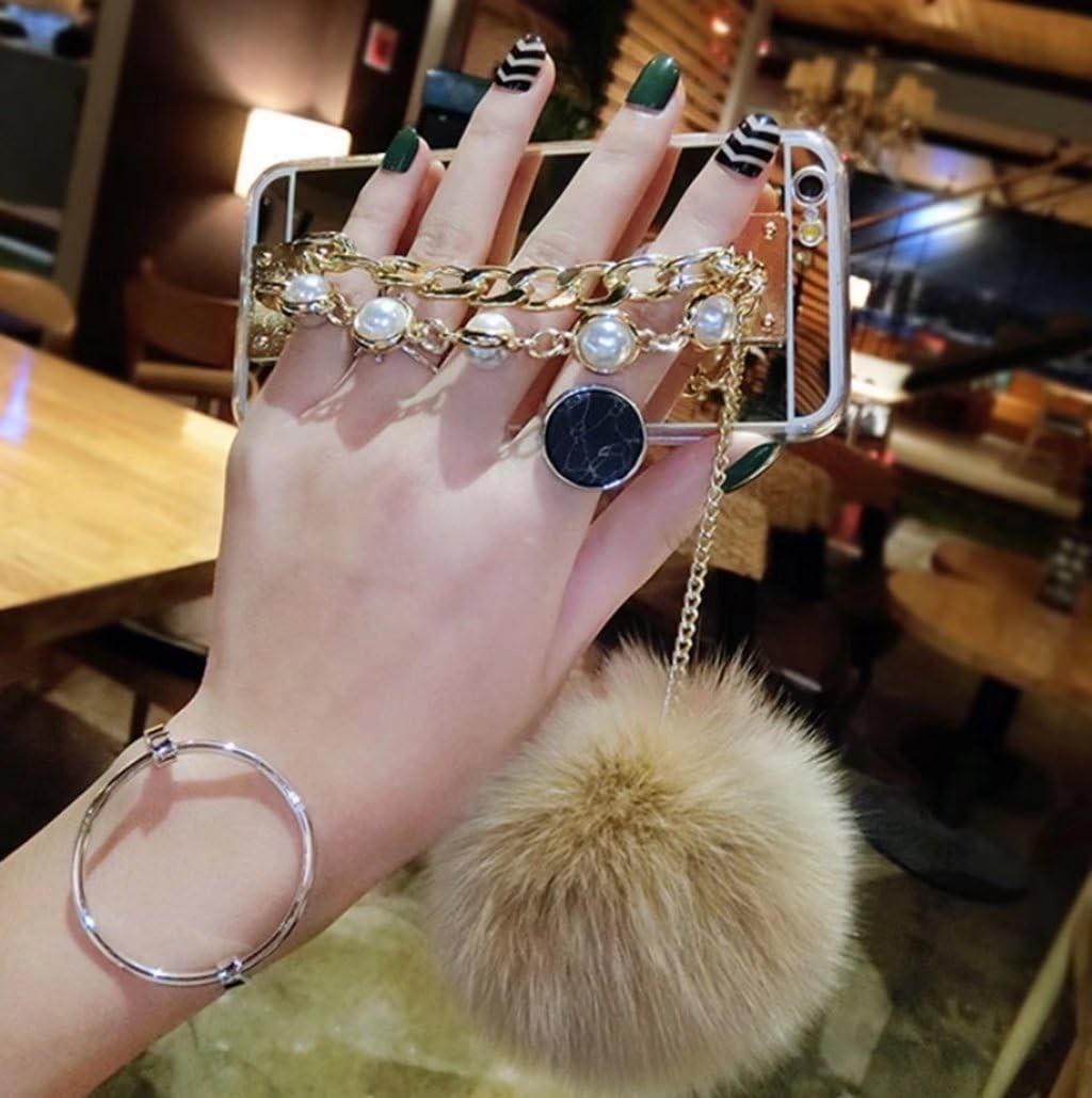 Amazon.com: Case for Galaxy S9 Plus,Fluffy Pom-pom Ball Hairy Fur Pearl ...