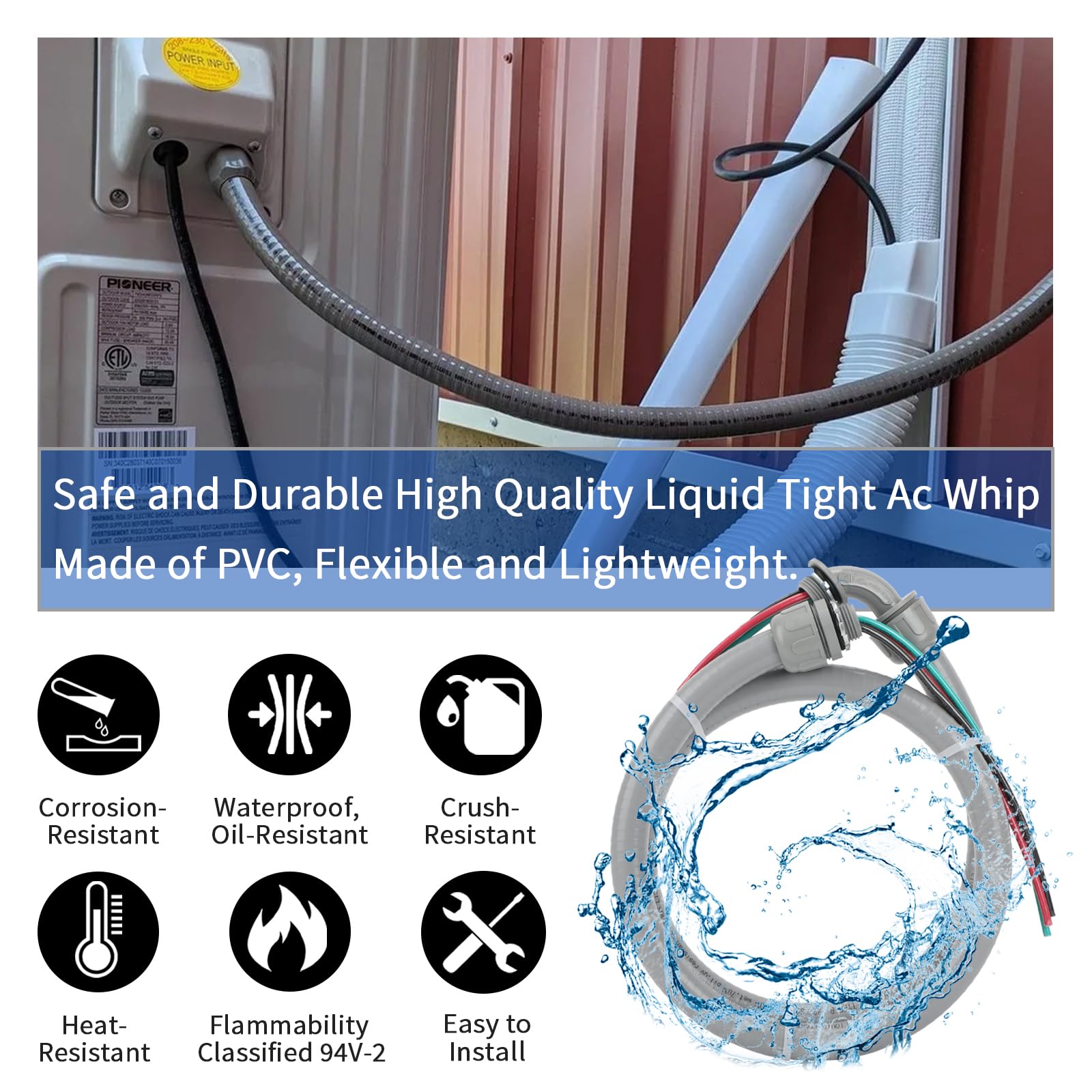 Snapklik.com : Wells 1/2 Inch 4Ft Flexible Electrical Conduit 10-Gauge Wire