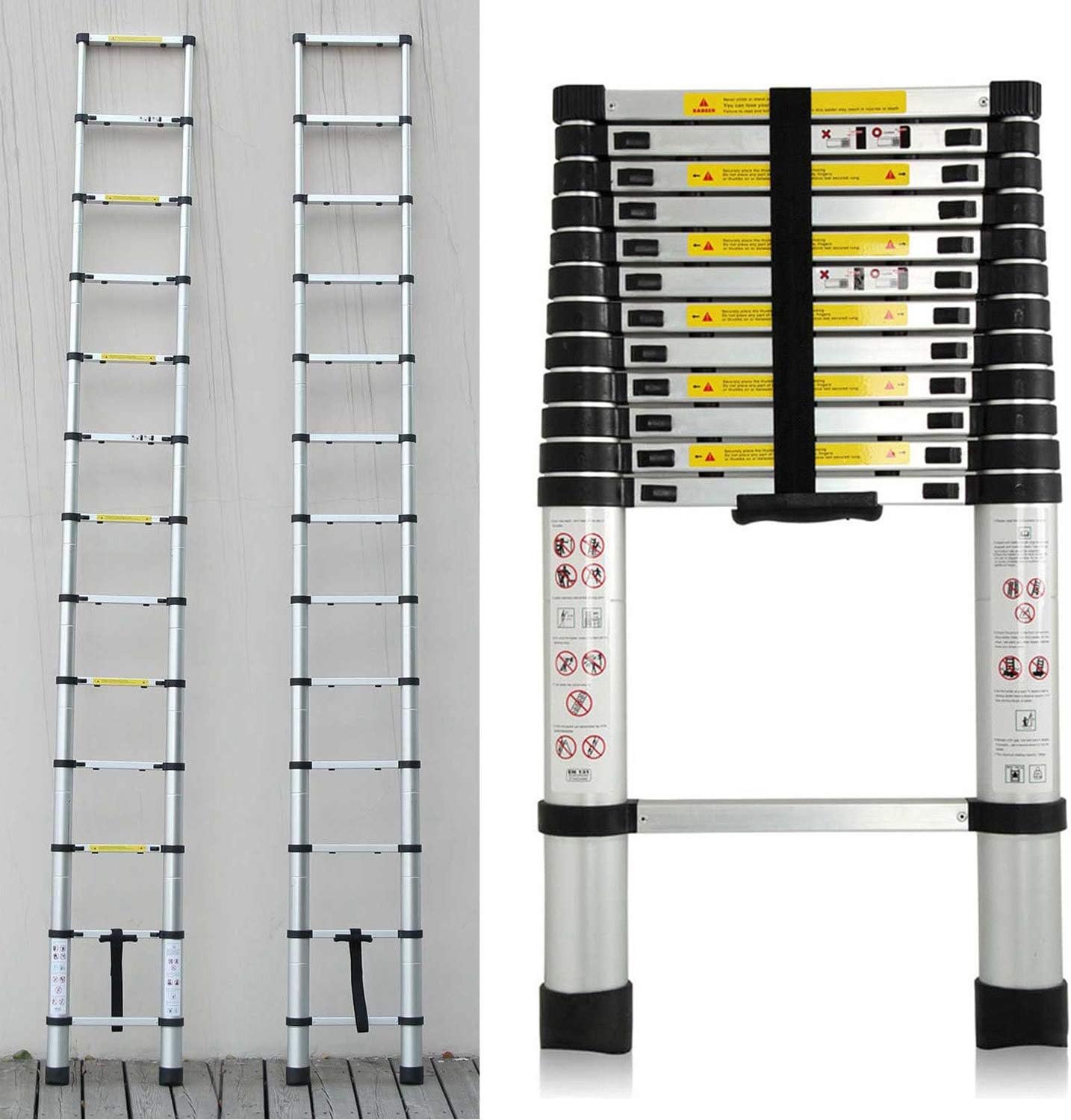 Amazon.com: SIKY 12.5 FT Aluminum Telescopic Extension Ladder ...