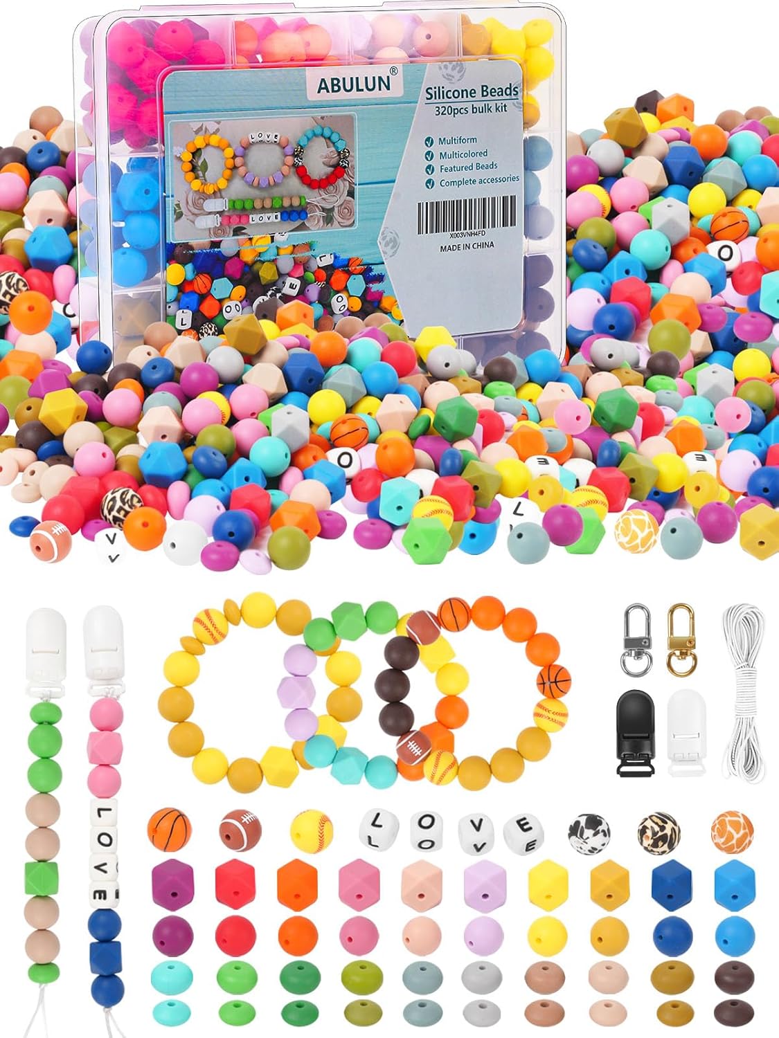 Amazon.com: Abulun 320pcs Silicone Bead Bulk kit-15mm Silicone Beads ...