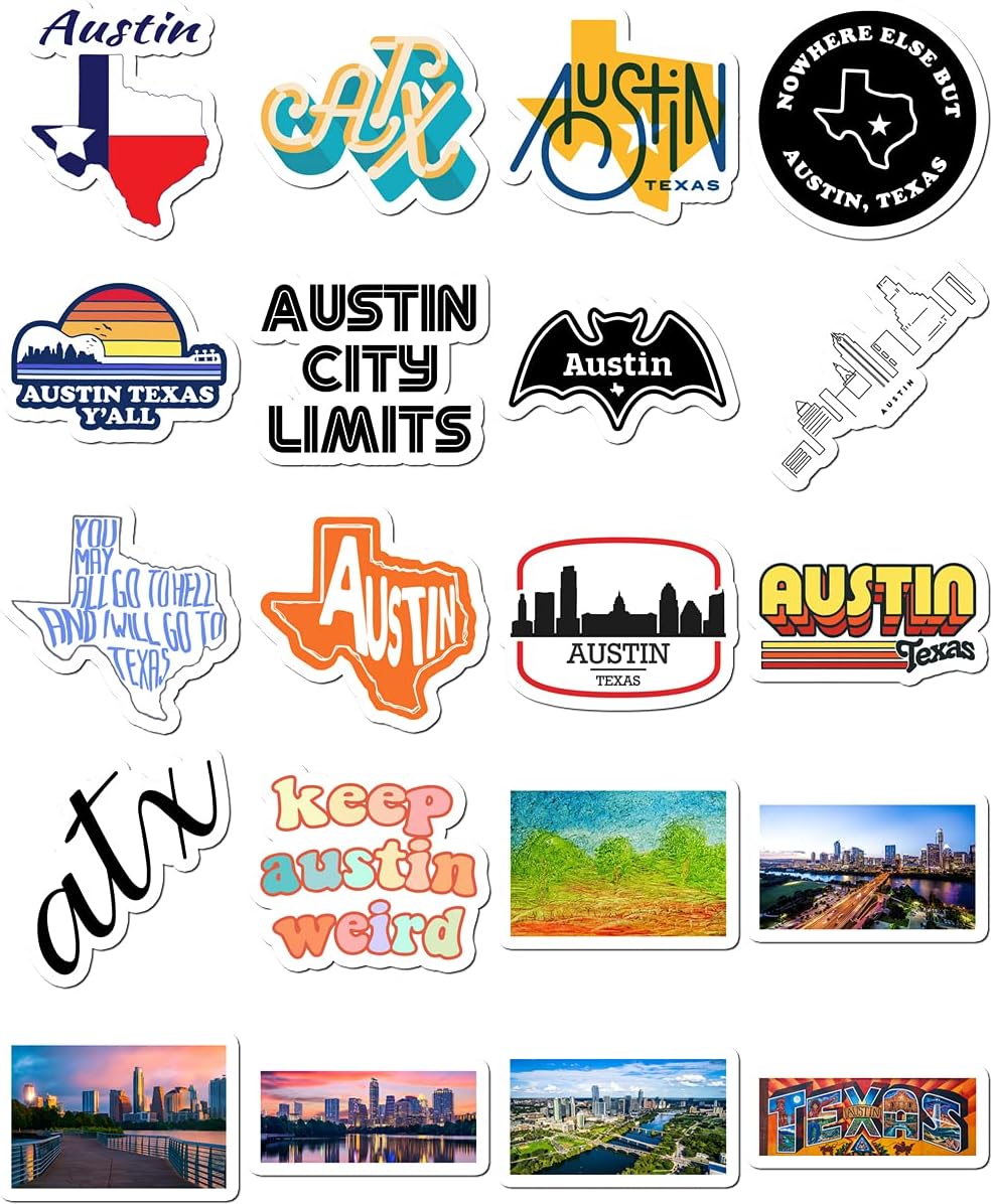 Amazon.com: Stickers 20 Pcs Per Pack Austin Vinyl Texas Laptop ...