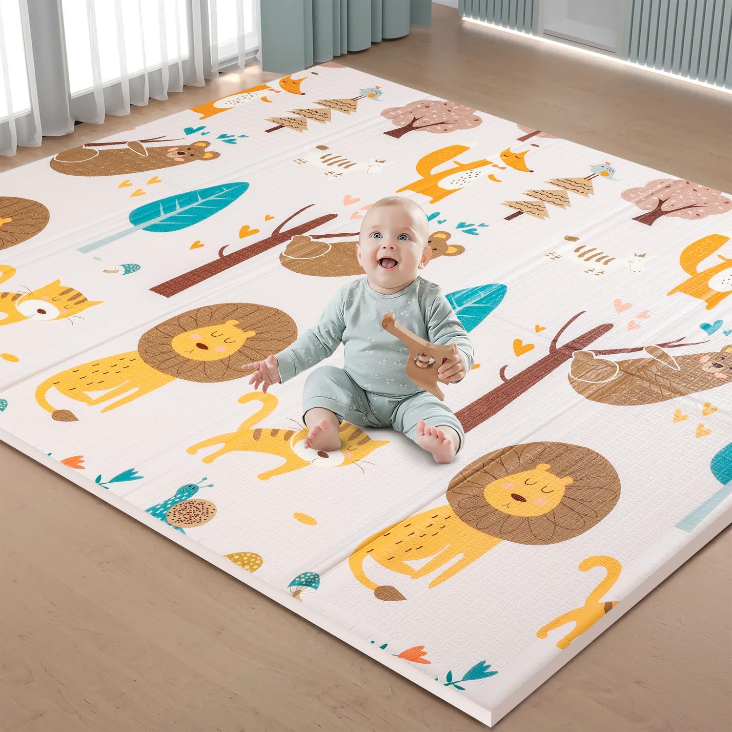 Extra Large Foldable Baby Play Mat, Reversible Foam Play Mat for Babies ...