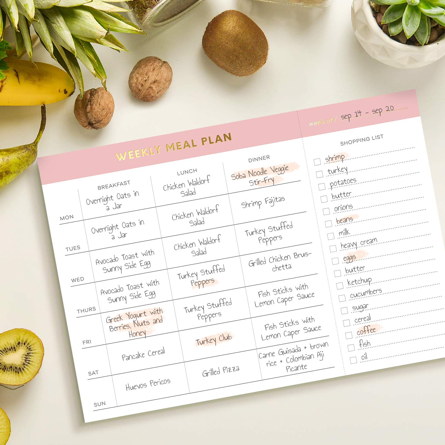 Sweetzer & Orange Weekly Meal Planner and Grocery List Magnetic Notepad ...