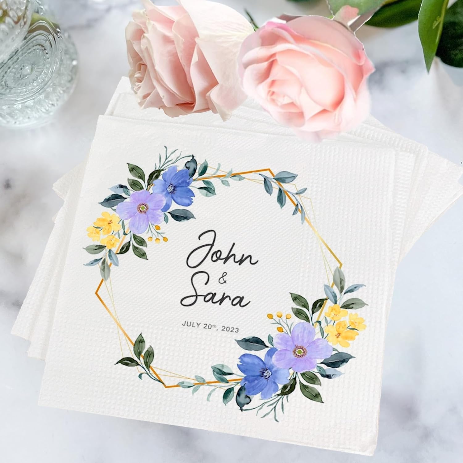 Amazon.com | Personalized Wedding Dinner Napkins, Customized Napkins ...