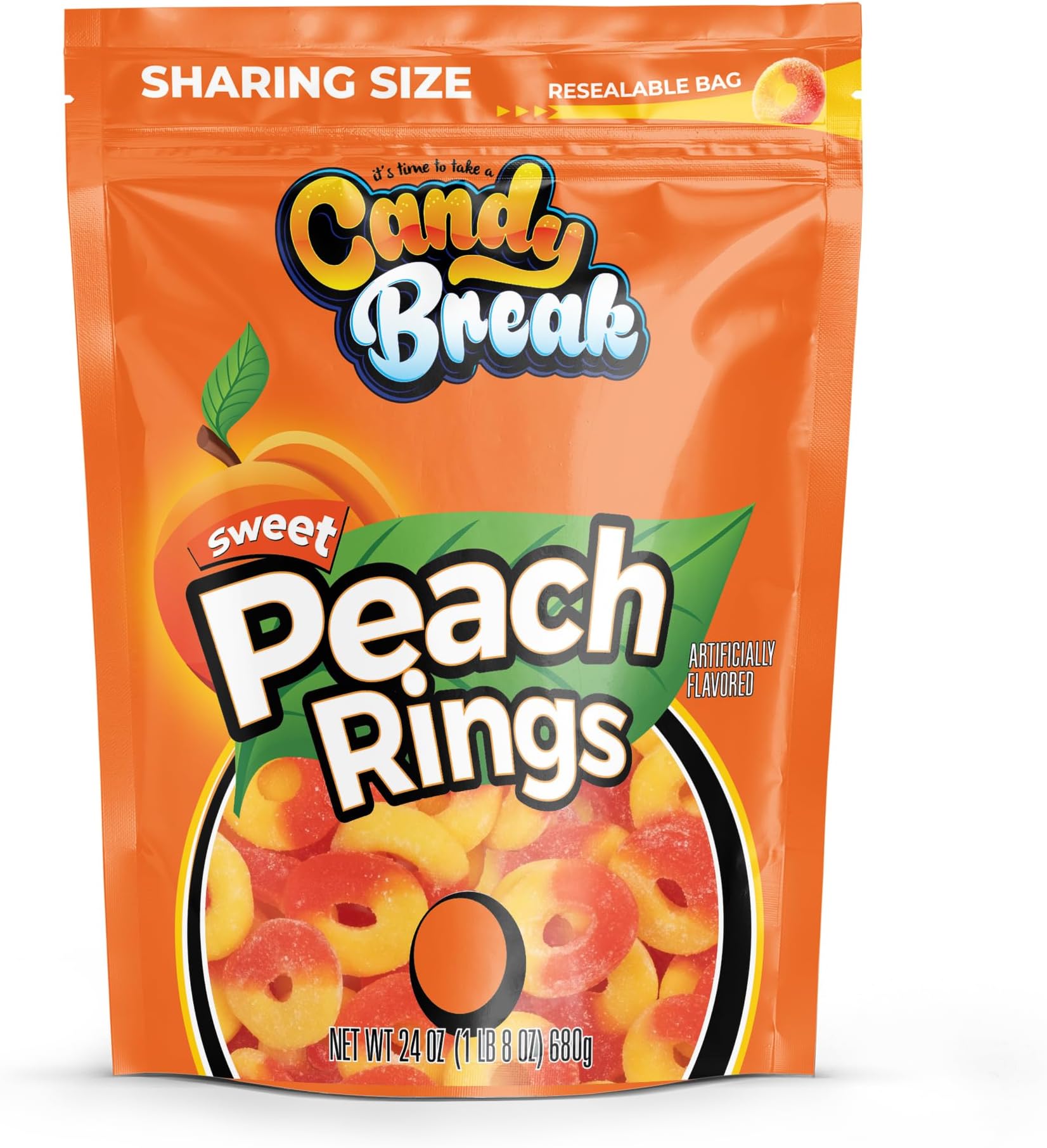 Amazon.com : Candy Break Fruity Peach Rings 24 Oz Share Size Bag ...