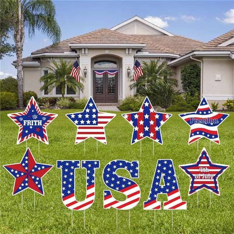 Amazon.com : Vercraft 3 Pcs 4th of July Rustic Porch Standings Large ...