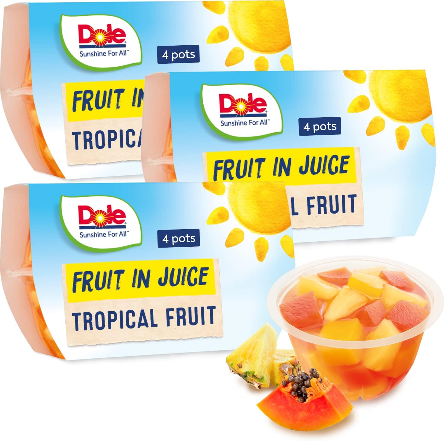 Dole Tropical Fruit In Juice 3 x 4 Packs of Assorted Fruits, Healthy ...