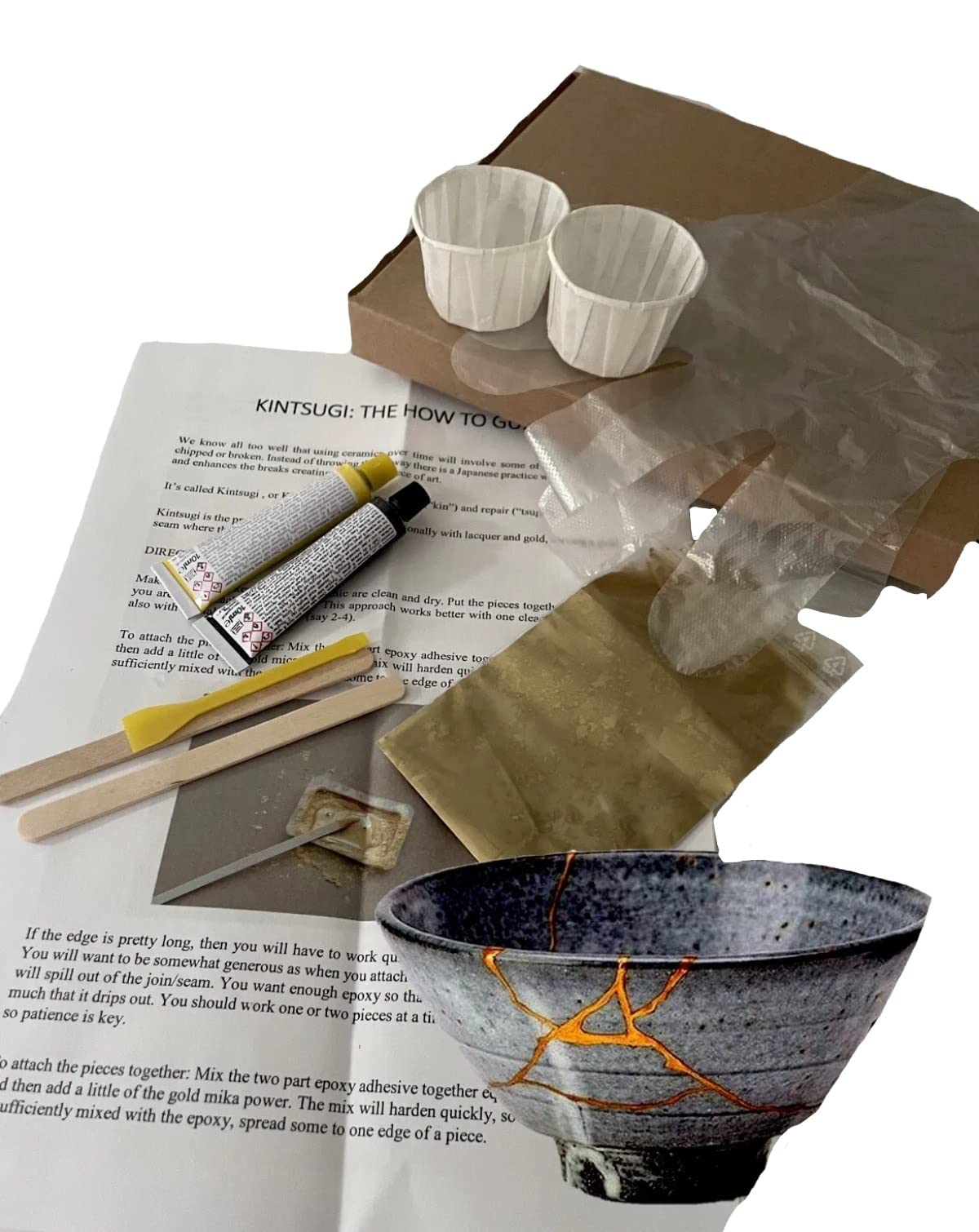 Starter kit- Traditional Japanese Ceramic Repair Kit Kintsugi Kit Gold ...
