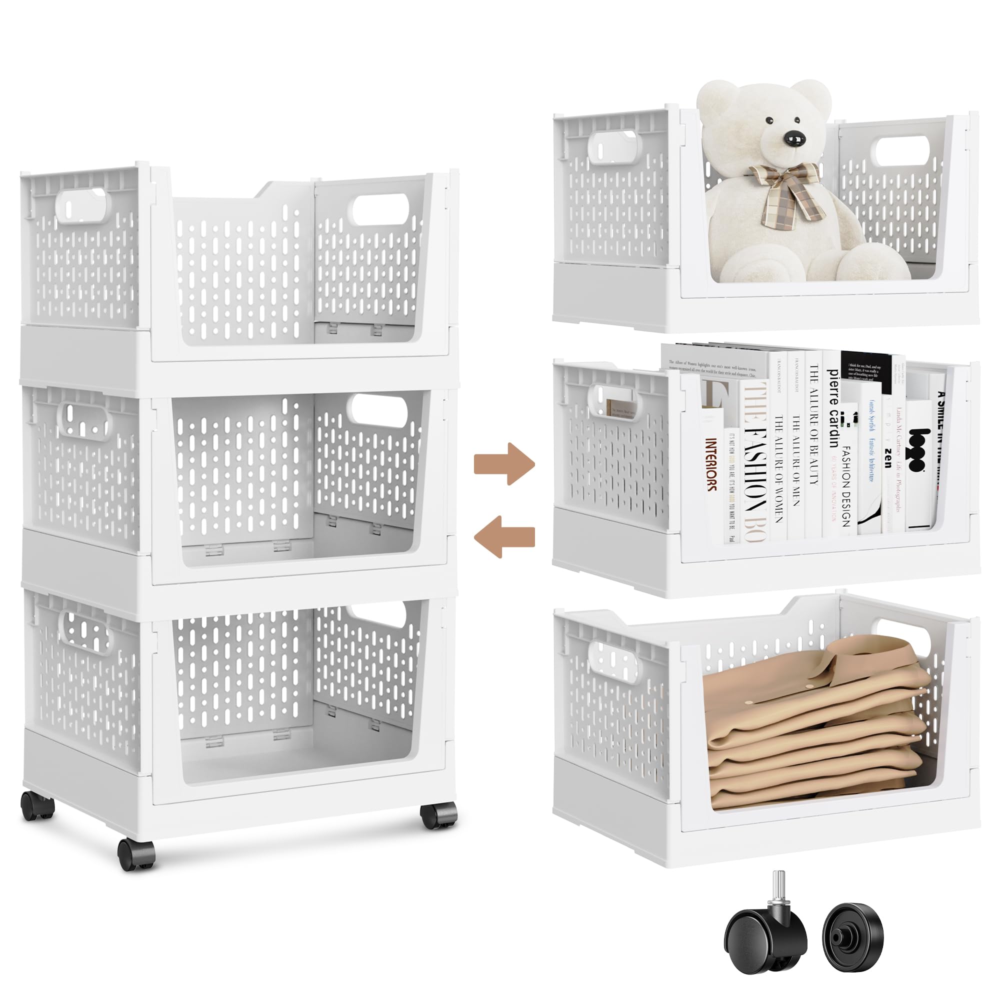 Snapklik.com : Stackable Storage Bins, Folding Collapsible Closet ...