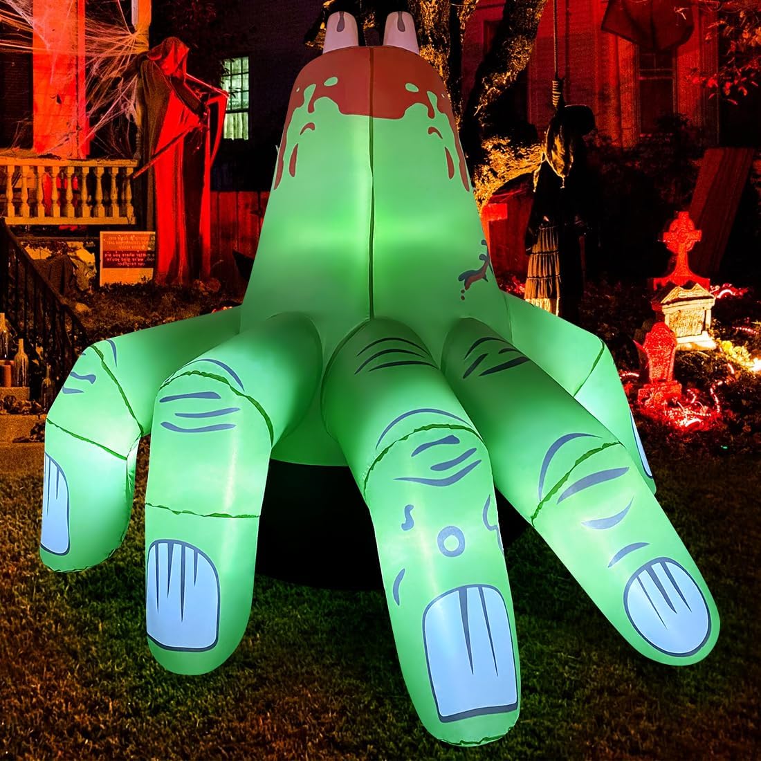 Amazon.com: COMIN 6 FT Halloween Inflatables Hand Outdoor Decorations ...