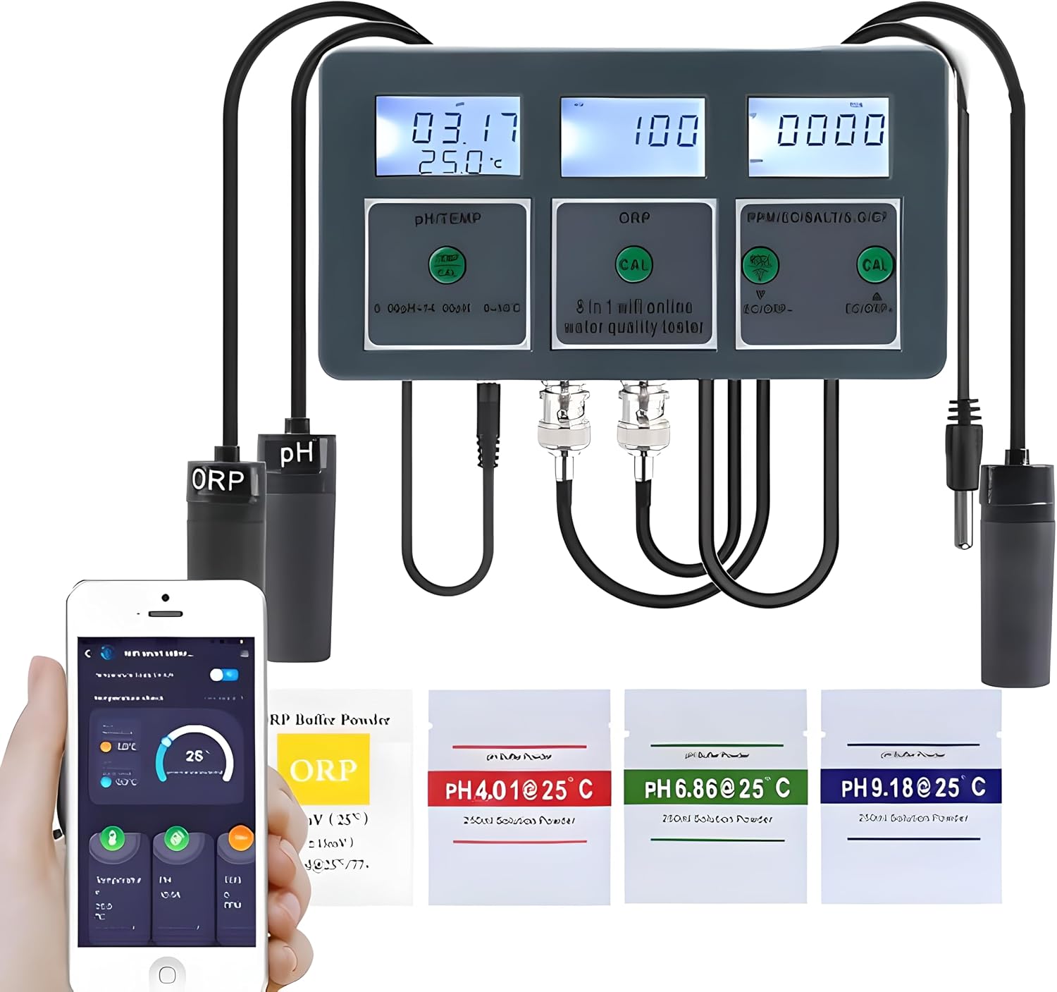 8 in 1 Water Quality Tester, Multi-Function Water Quality Monitor S.G ...