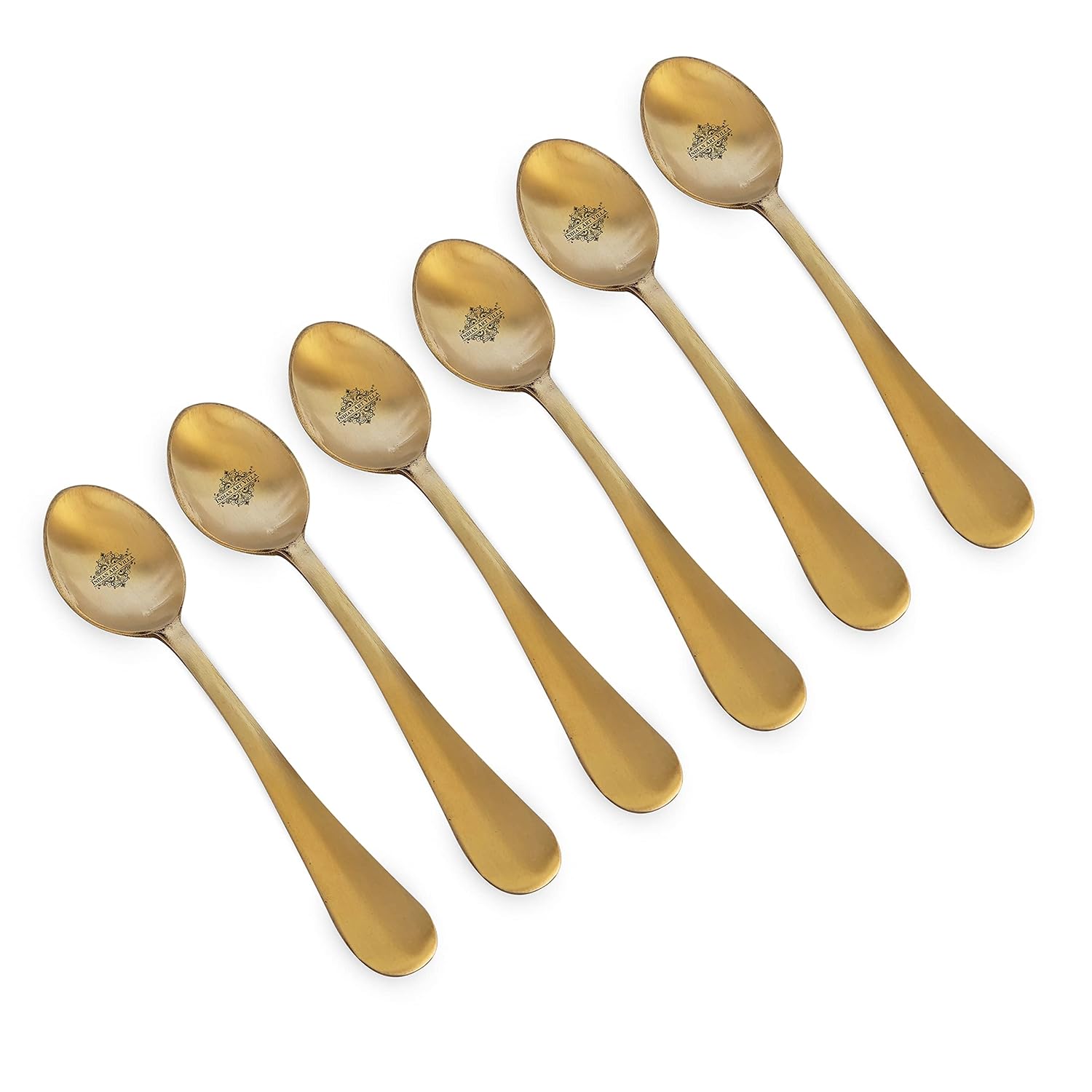 Buy INDIAN ART VILLA Pure Brass Spoon Set with Elegant Matt Finish ...