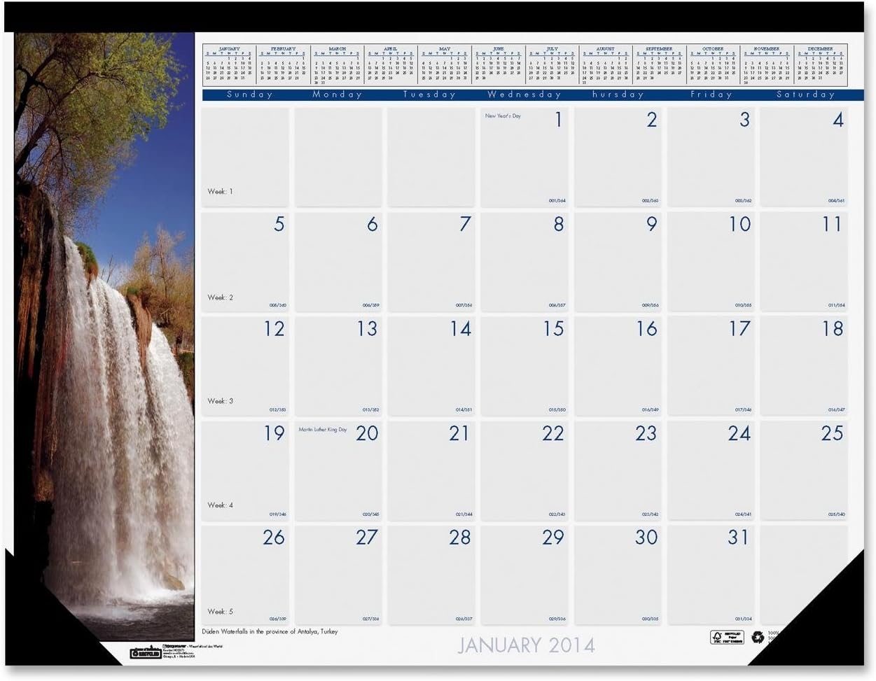 Amazon.com : House of Doolittle Earthscapes Waterfalls Compact Desk Pad ...