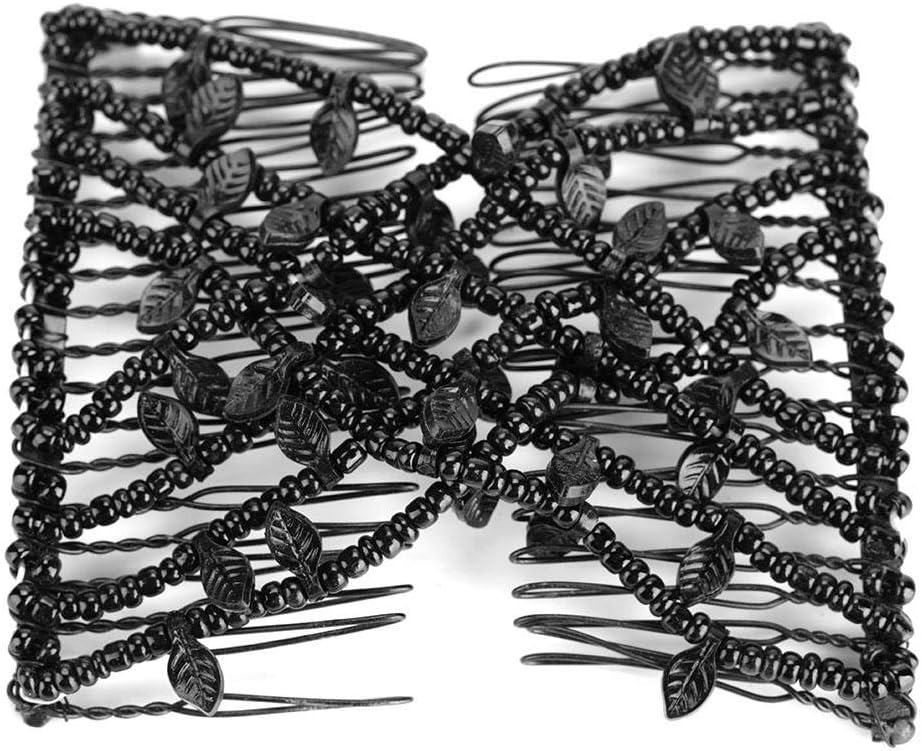 Magic Comb, Easy Stretch Beaded Combs Clips Leaves Beads Hair Magic ...