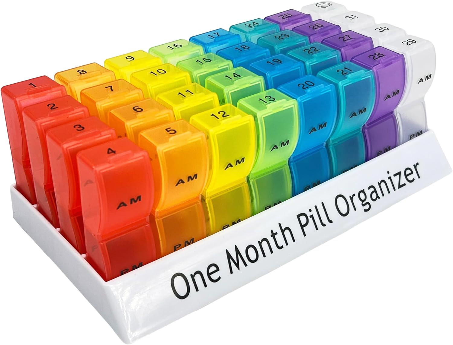 Pill Box Monthly 32 Days - Pill Box 64 Compartments Morning Evening ...