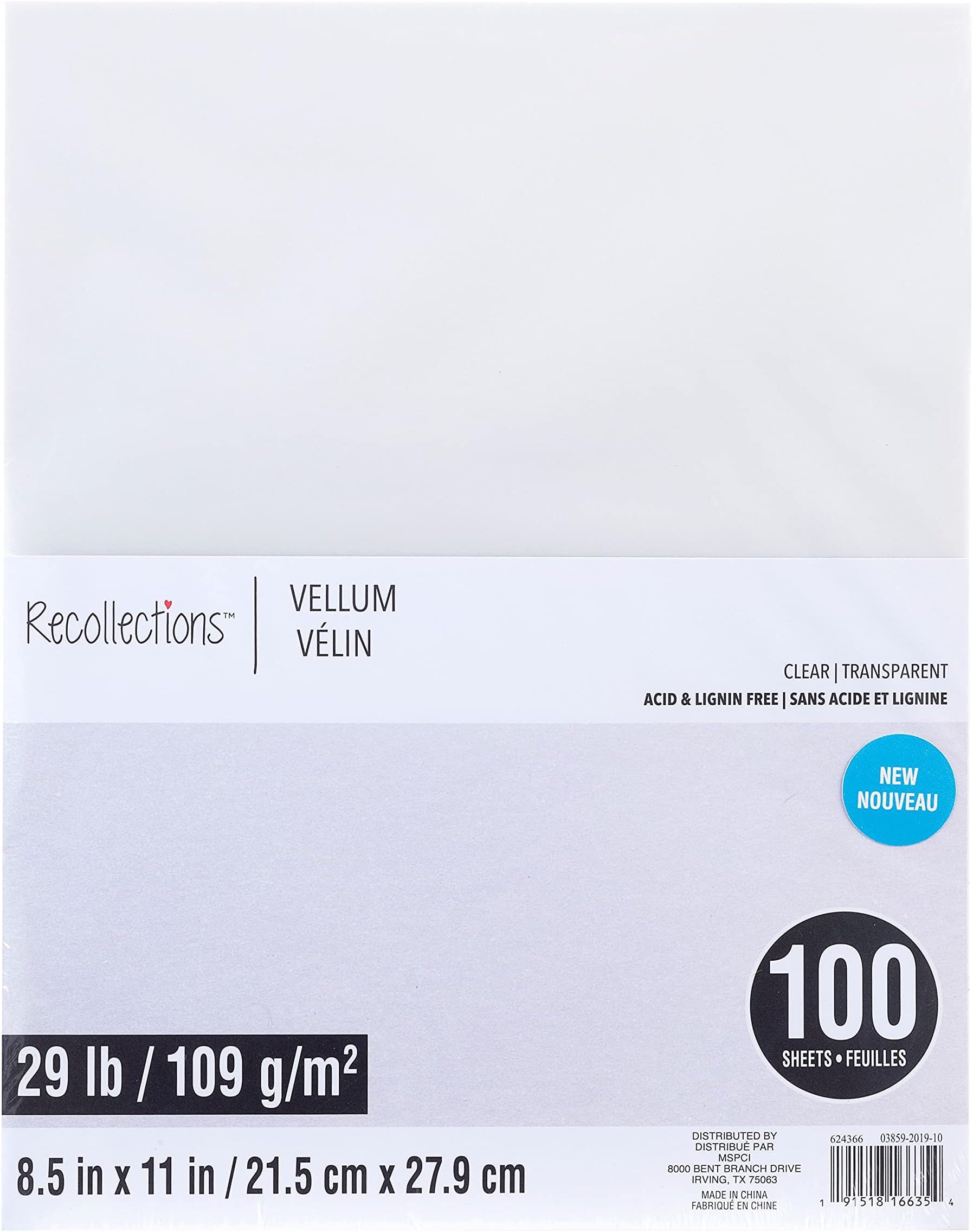 Amazon.com: Clear 8.5”; x 11”; Vellum Paper by Recollections™, 100 Sheets