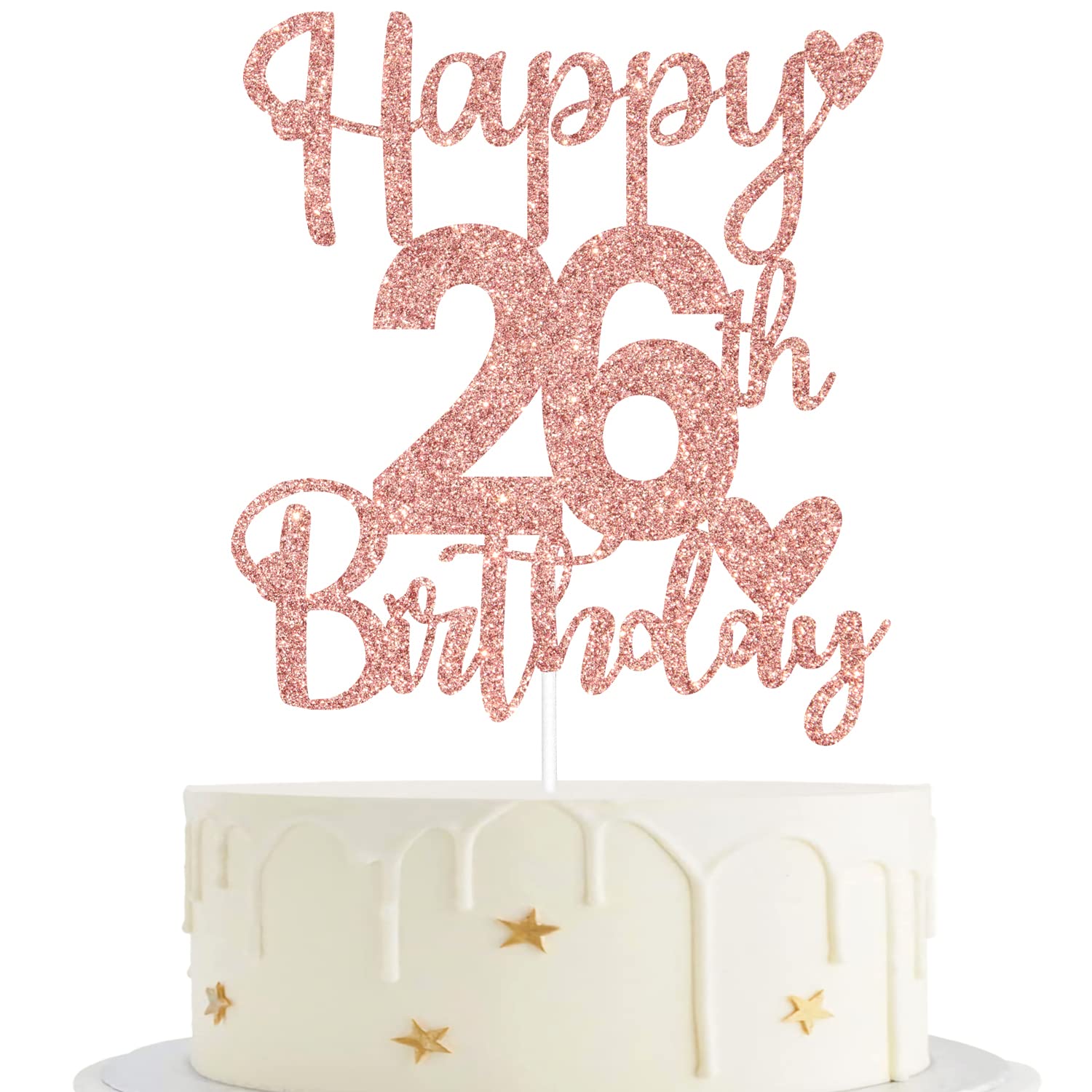 Rose Gold Glitter Happy 26th Birthday Cake Topper Cheers To ...
