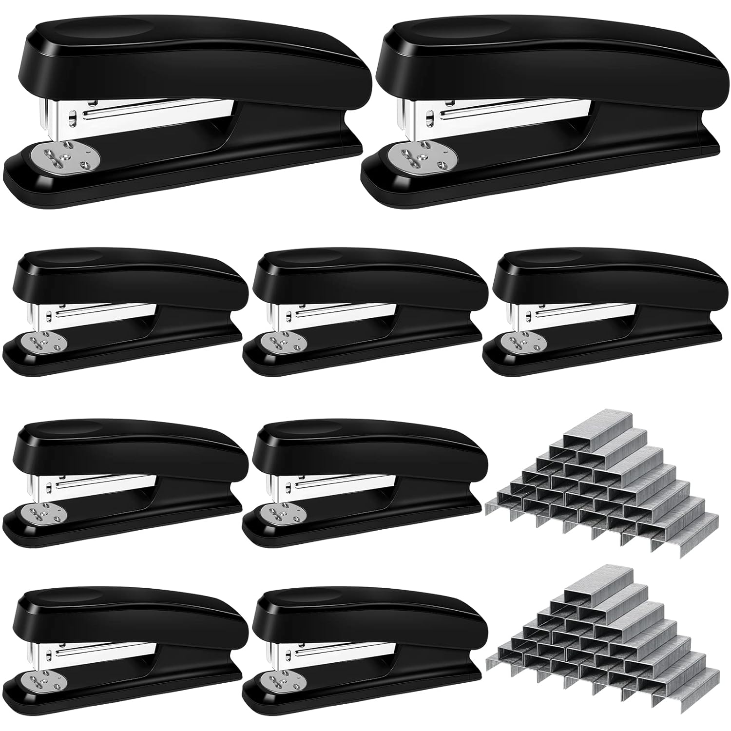 9 Pieces Stapler Desktop Staplers with 6000 Staples Black Desk Staplers ...