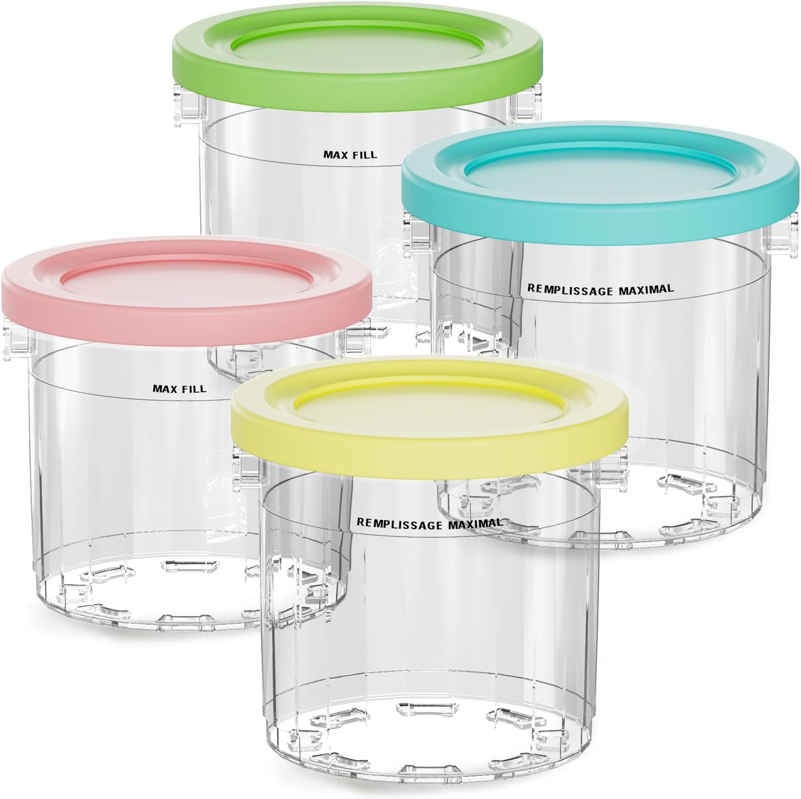 Amazon.com: 4 Pack Ninja Creami Deluxe Pints & Lids, 24oz Family Size ...